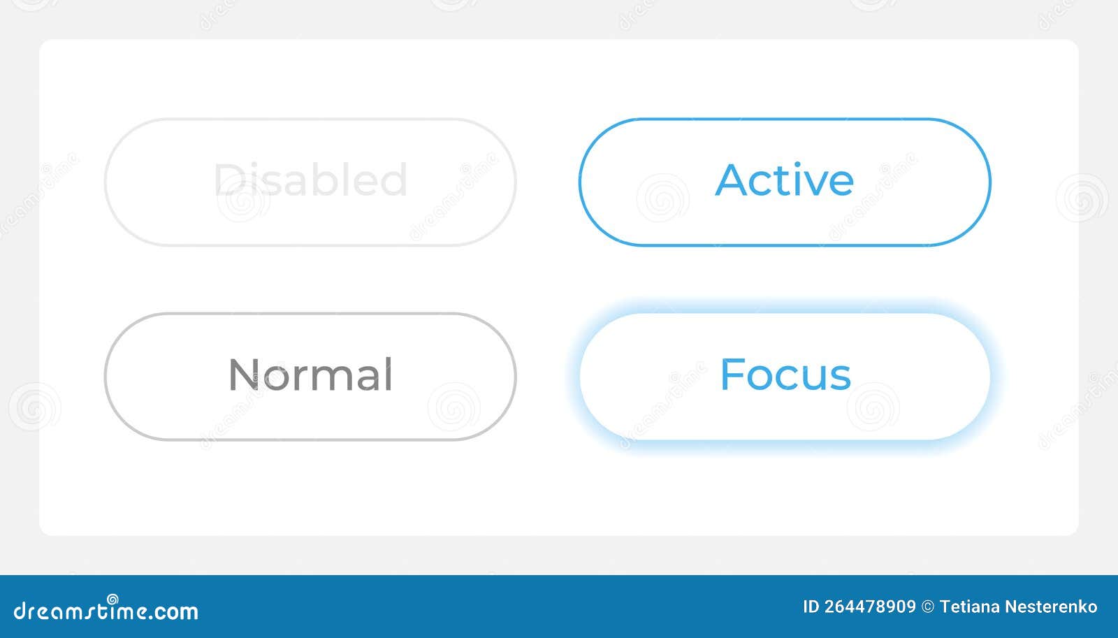 Button States UI Elements Kit Stock Vector - Illustration of focus ...