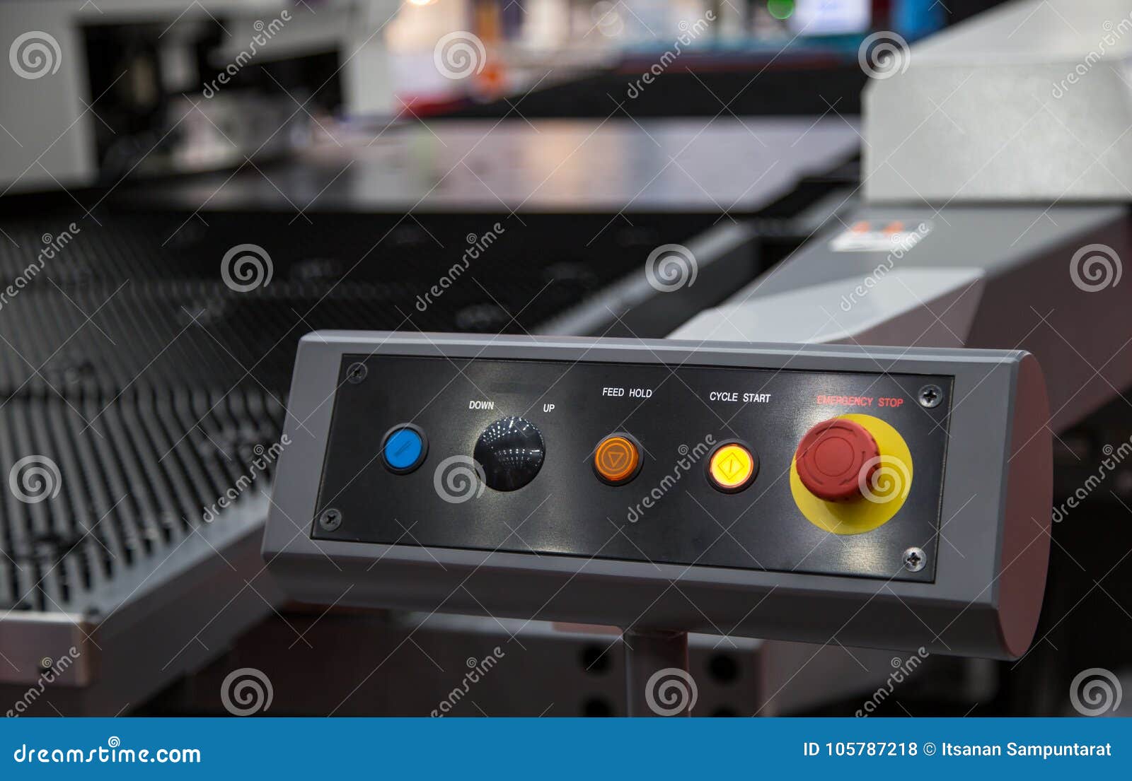 Button Station of Cutting Machine Stock Photo - Image of button ...