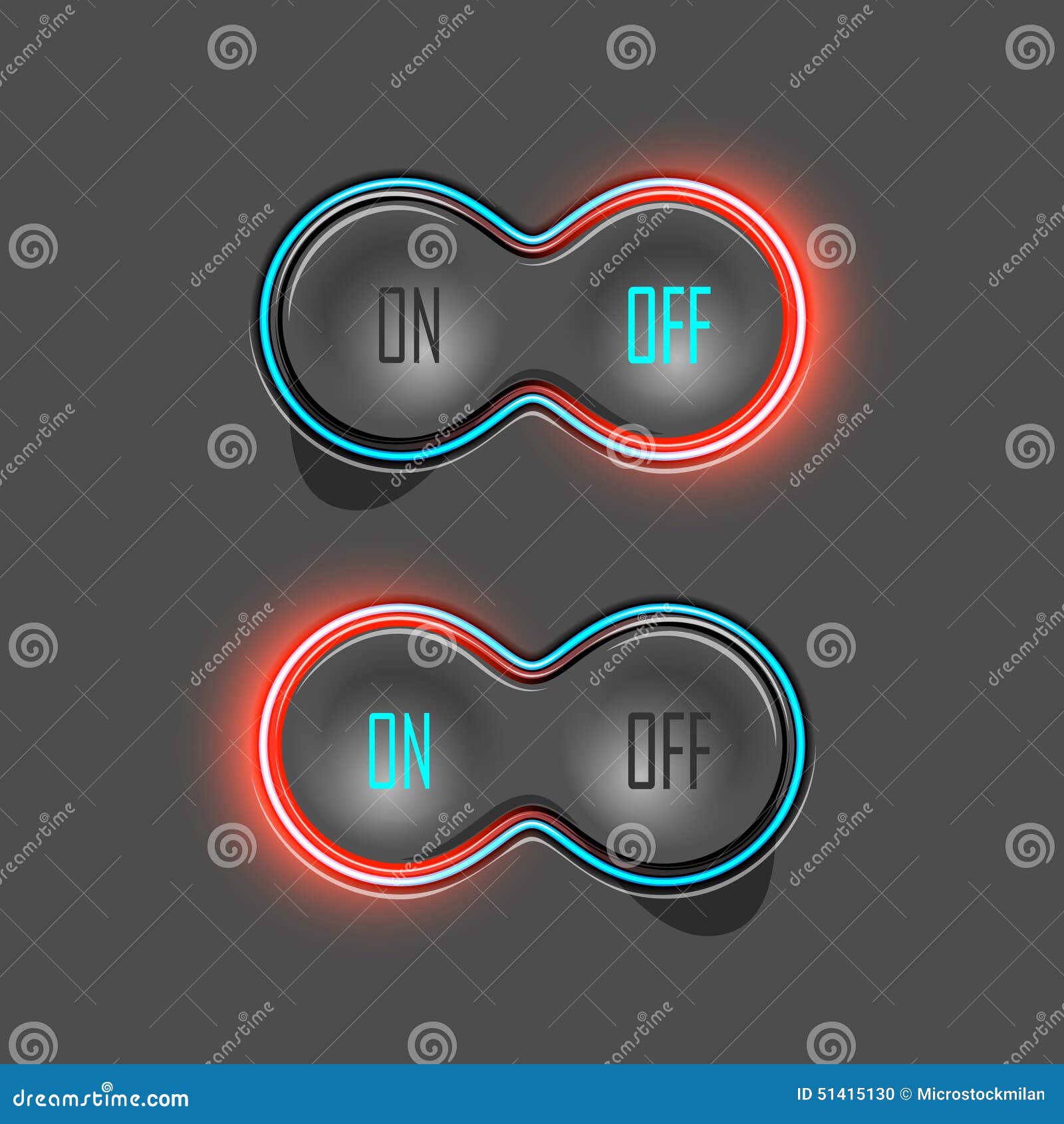 Button Switches with Backlight. on and Off. Stock Stock Vector ...