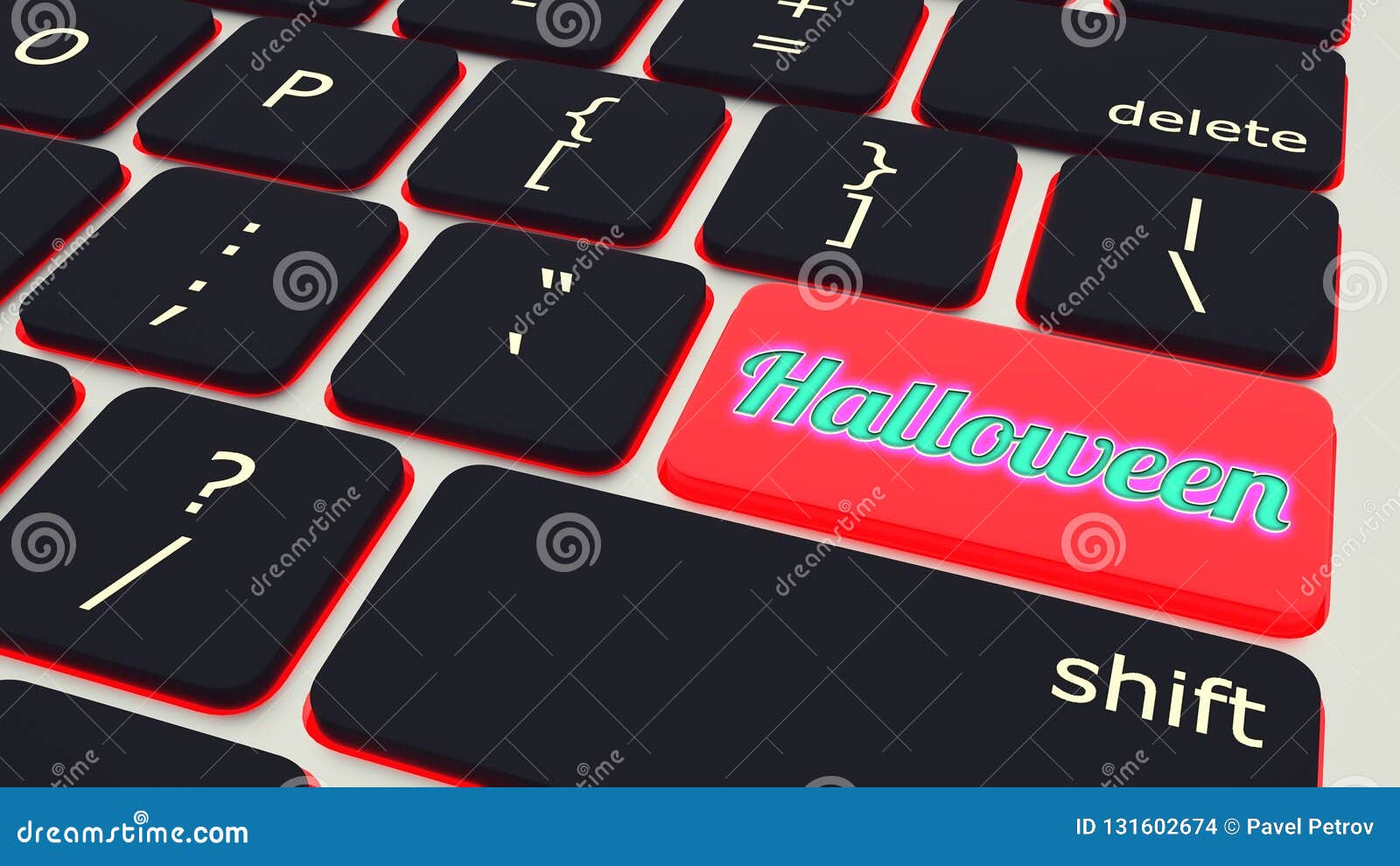 Button with Text Halloween Laptop Keyboard. 3d Rendering Stock ...
