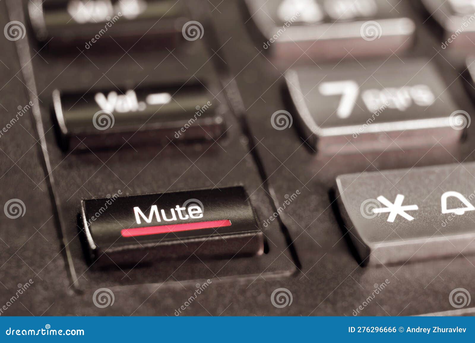 Button with Text Volume and Mute on a Landline Phone in the Office, Clo ...