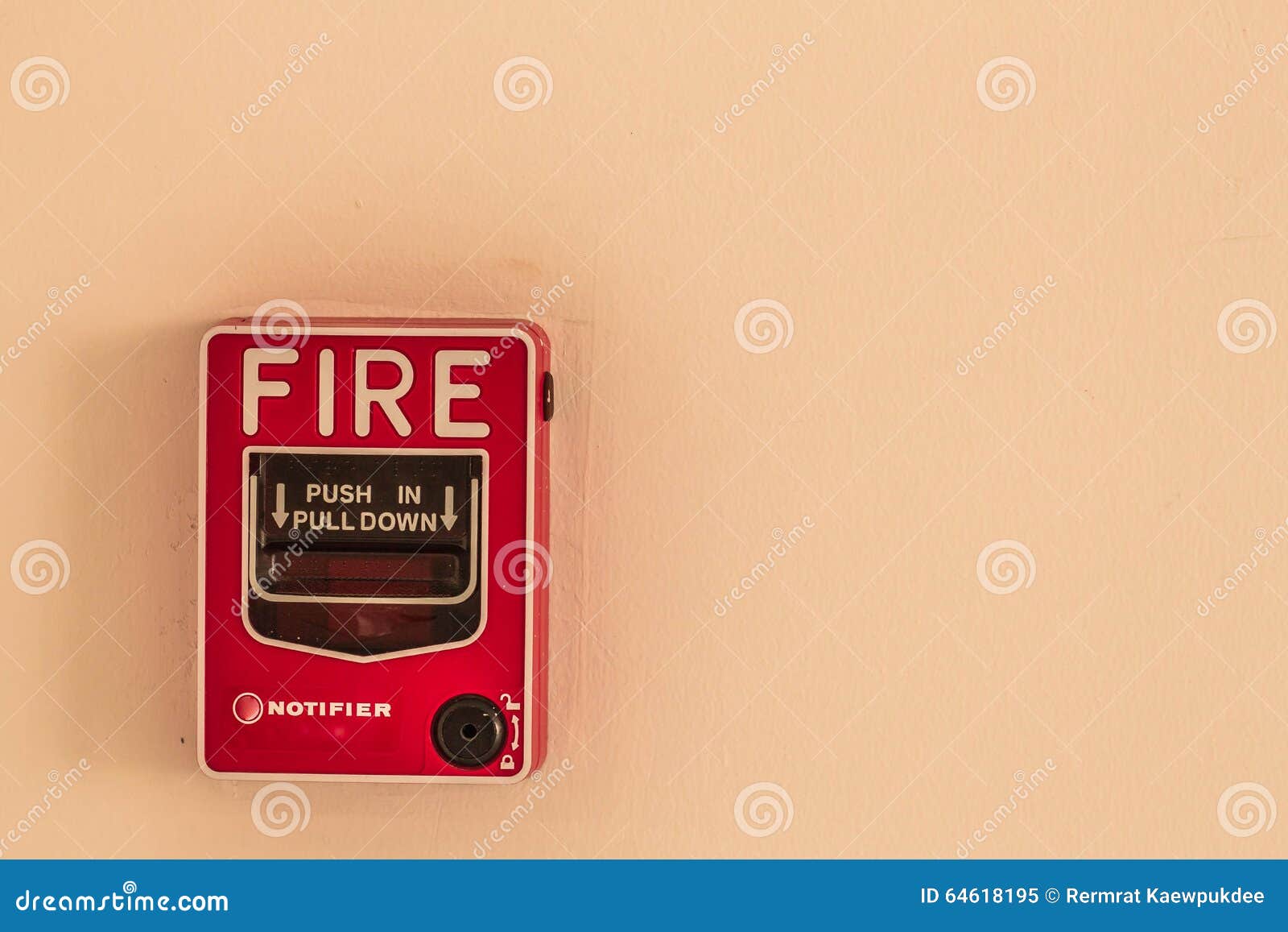 Button to alert the fire. stock image. Image of sign - 64618195