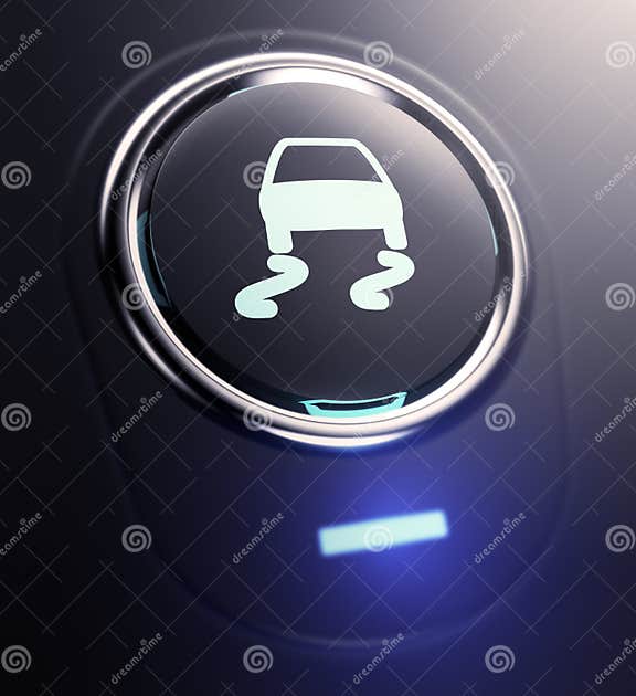 Button with Traction Control Symbol Stock Illustration - Illustration ...
