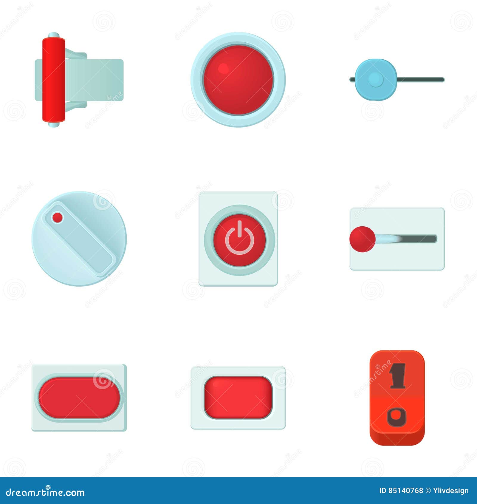 Button Types Icons Set, Cartoon Style Stock Vector - Illustration of ...