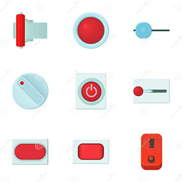 Button Types Icons Set, Cartoon Style Stock Vector - Illustration of ...