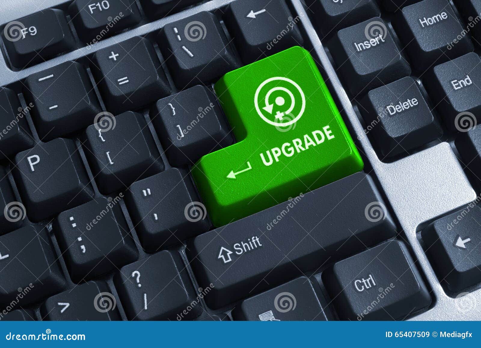 The Button Upgrade on Keyboard Stock Image - Image of icon, idea: 65407509