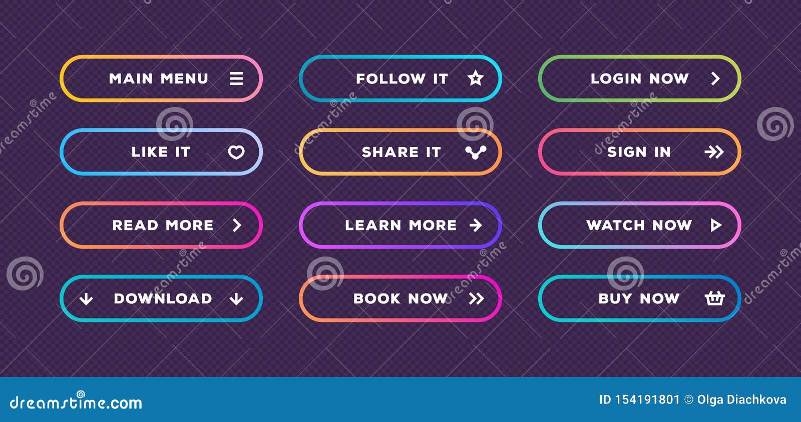 Button Vector Set Neon Line Style Stock Vector - Illustration of modern ...