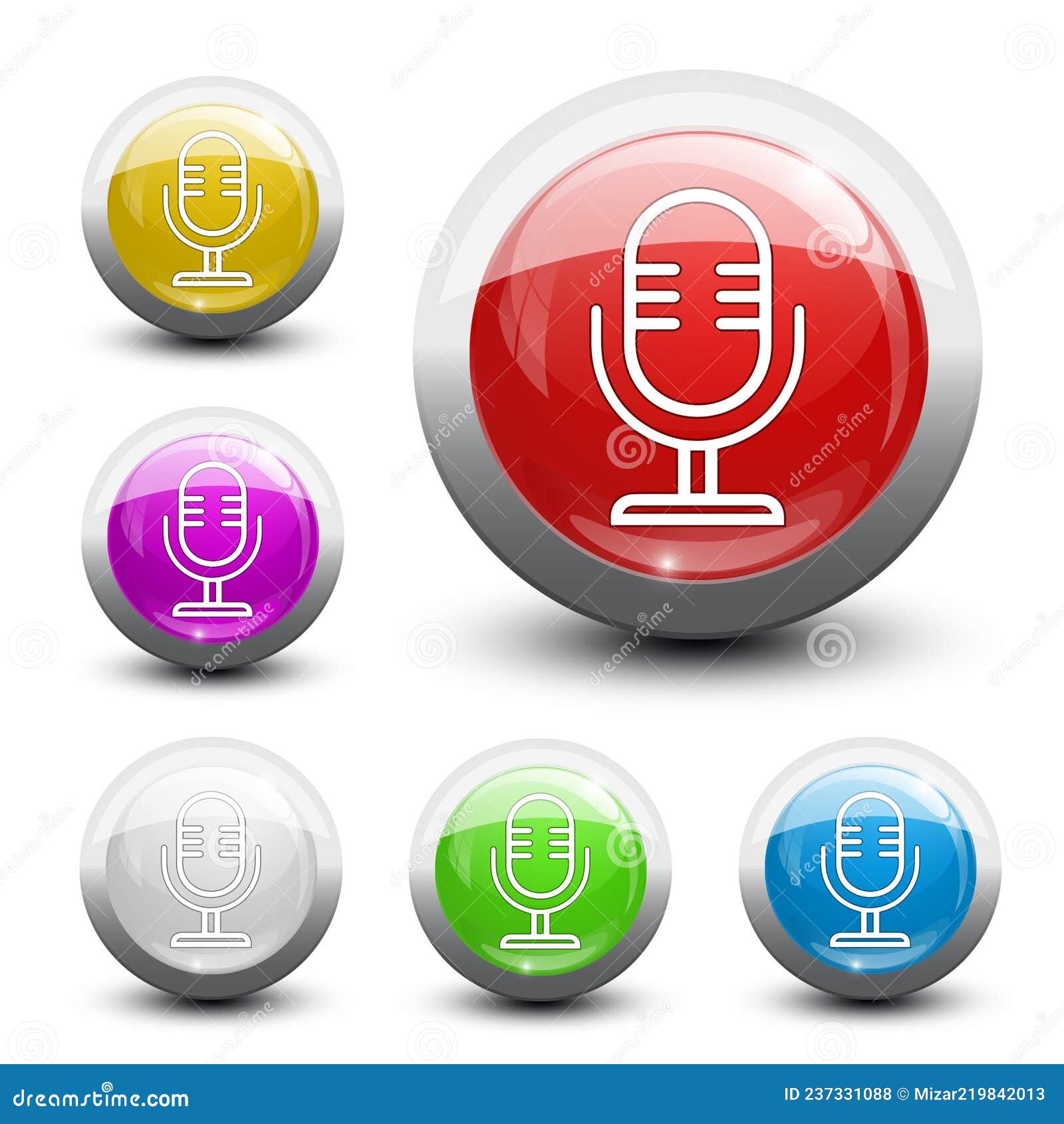 Button Vocal Microphone Set Stock Vector - Illustration of presentation ...