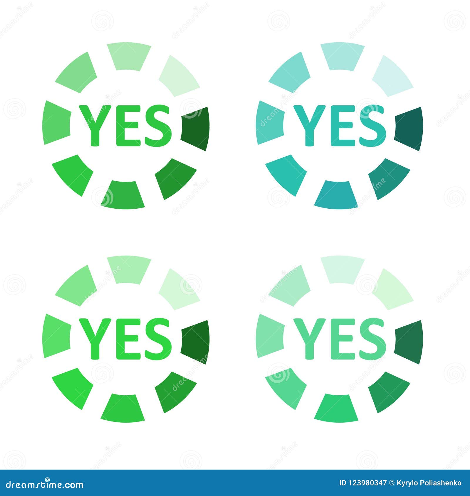 Button for vote YES stock vector. Illustration of green - 123980347