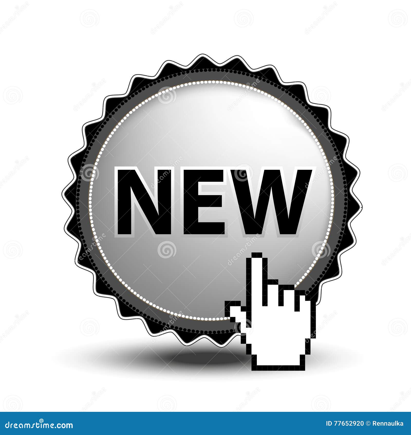 Button for Website or App. Button - New, Circular Chrome Sign with ...