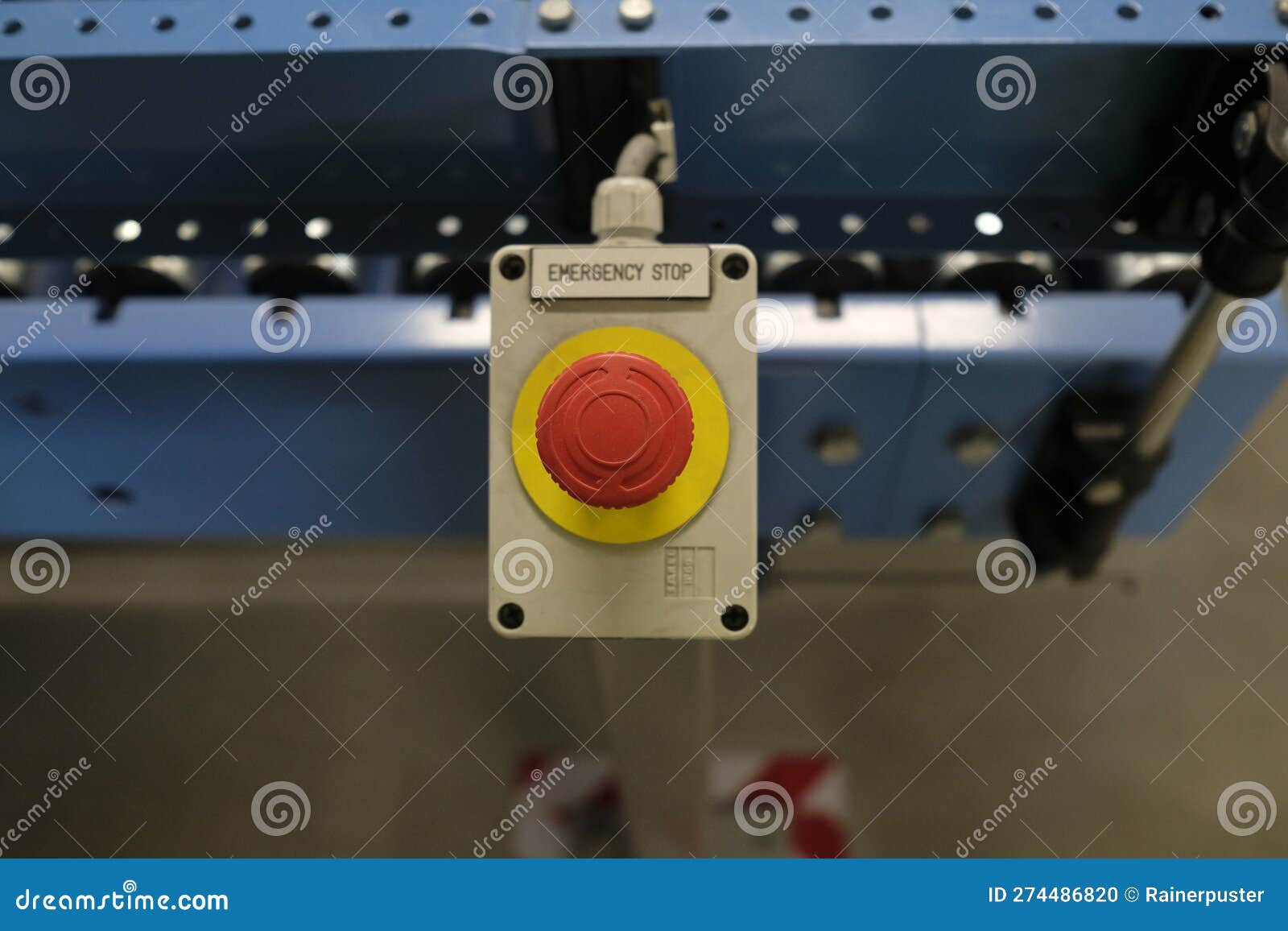 Button with the Words EMERGENCY STOP Stock Photo - Image of electrical ...