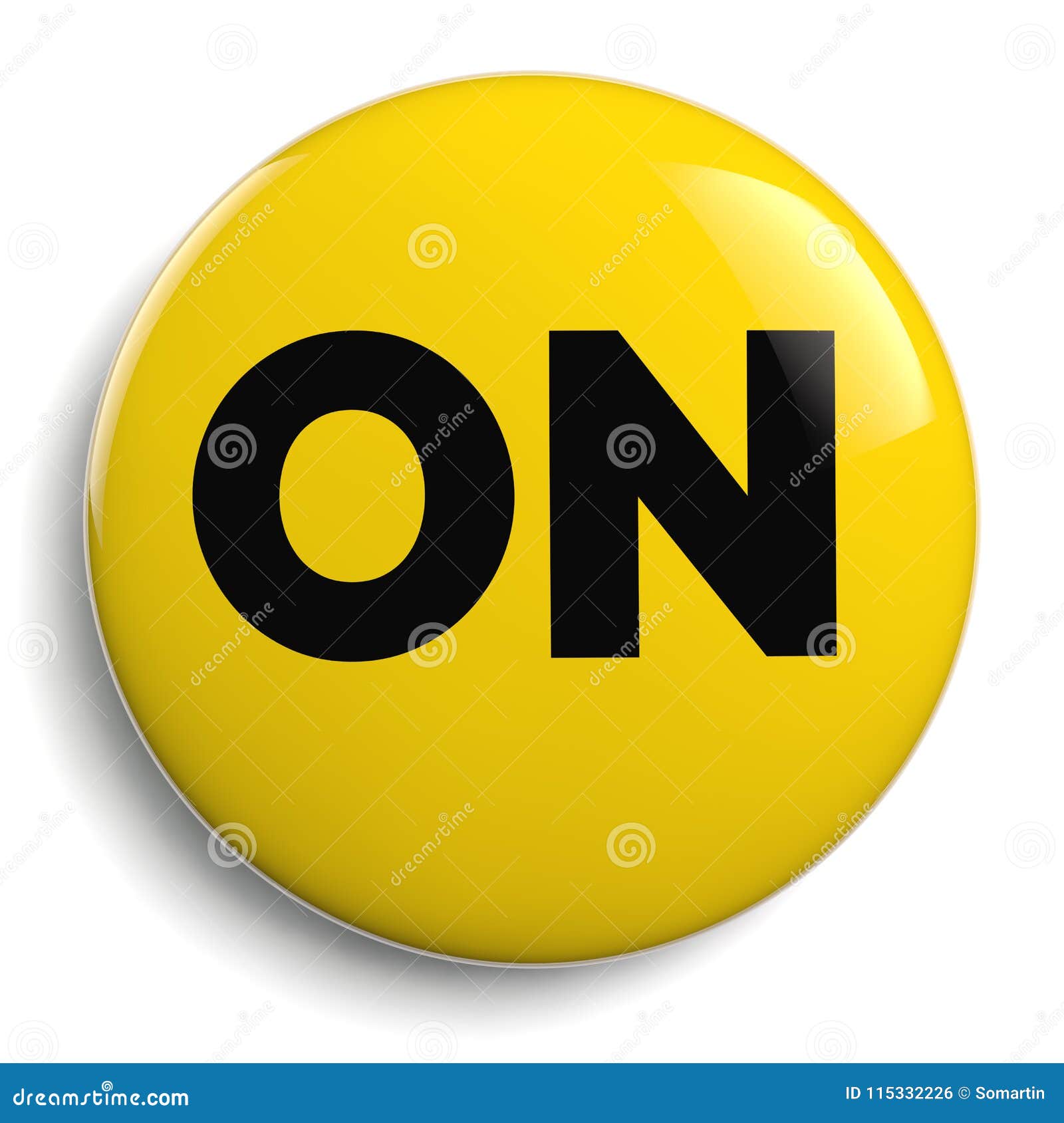 On Button Round Yellow Icon Stock Illustration - Illustration of push ...