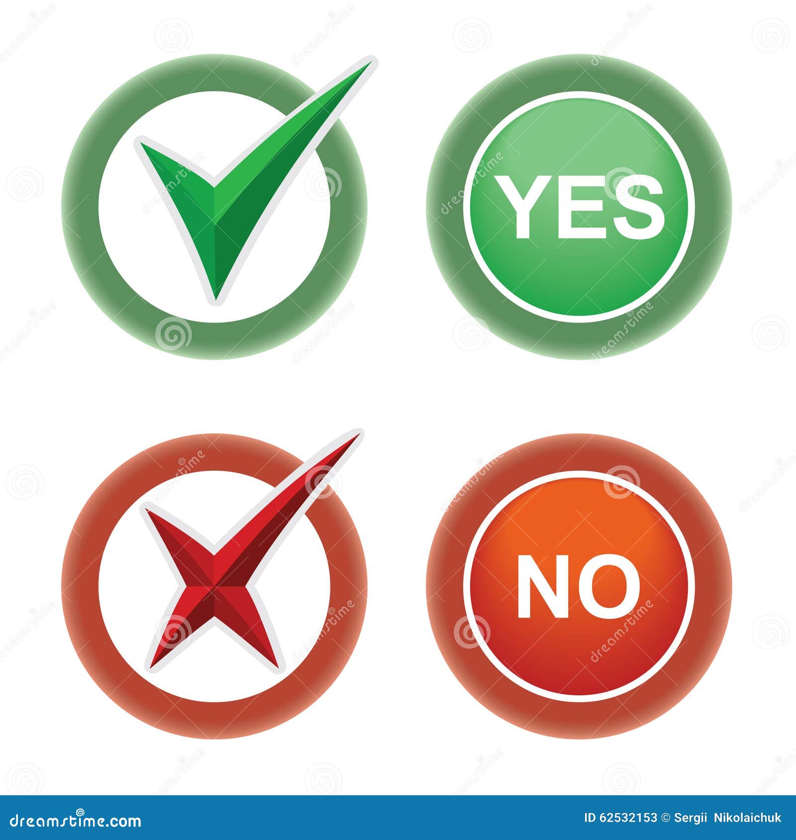 Button Yes and No. stock vector. Illustration of choice - 62532153