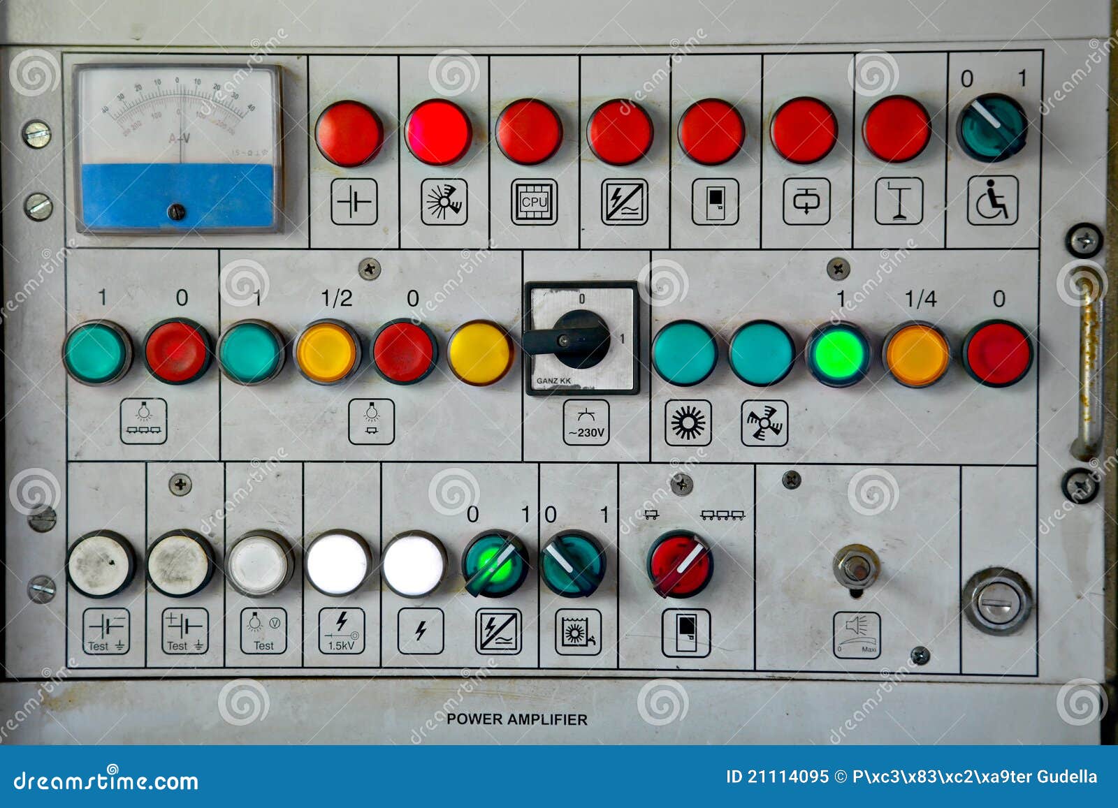 Industrial Control Panel With Buttons, Switches, And Wiring In Modern ...
