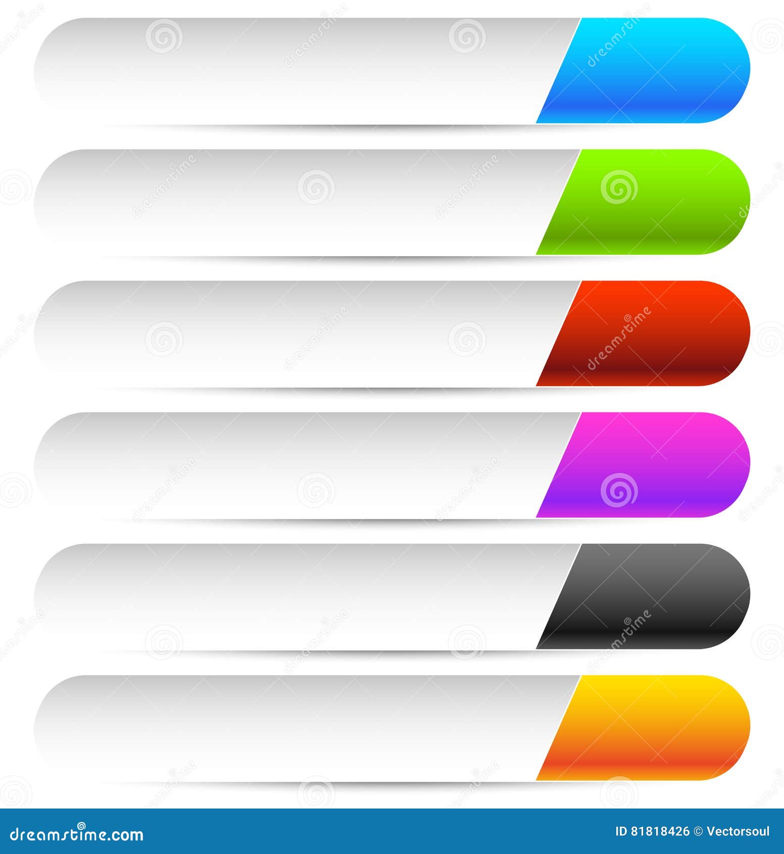 Buttons, Banners in Several Color. Horizontal Button Shape Set Stock ...