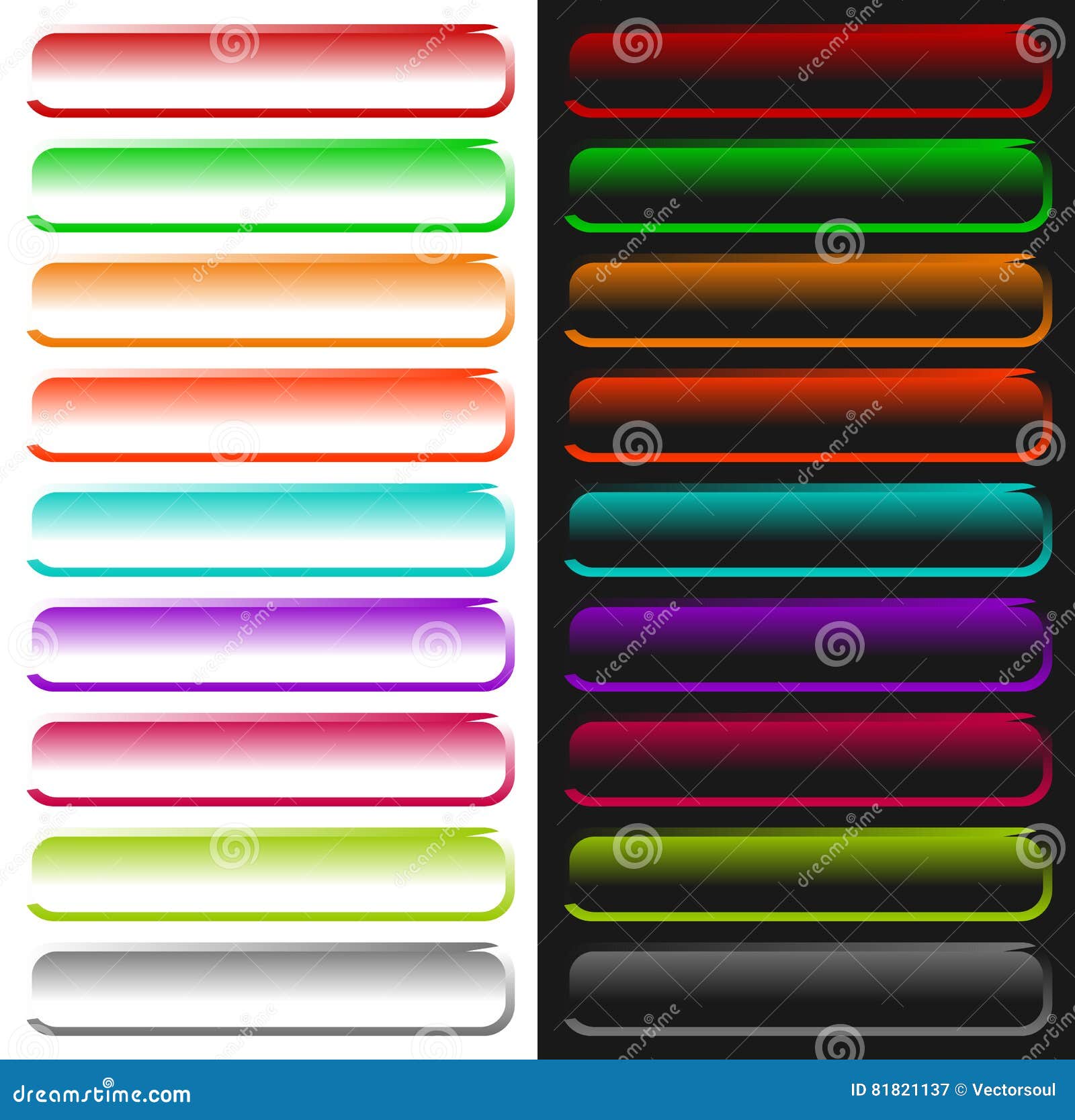 Buttons, Banners in Several Color. Horizontal Button Shape Set Stock ...