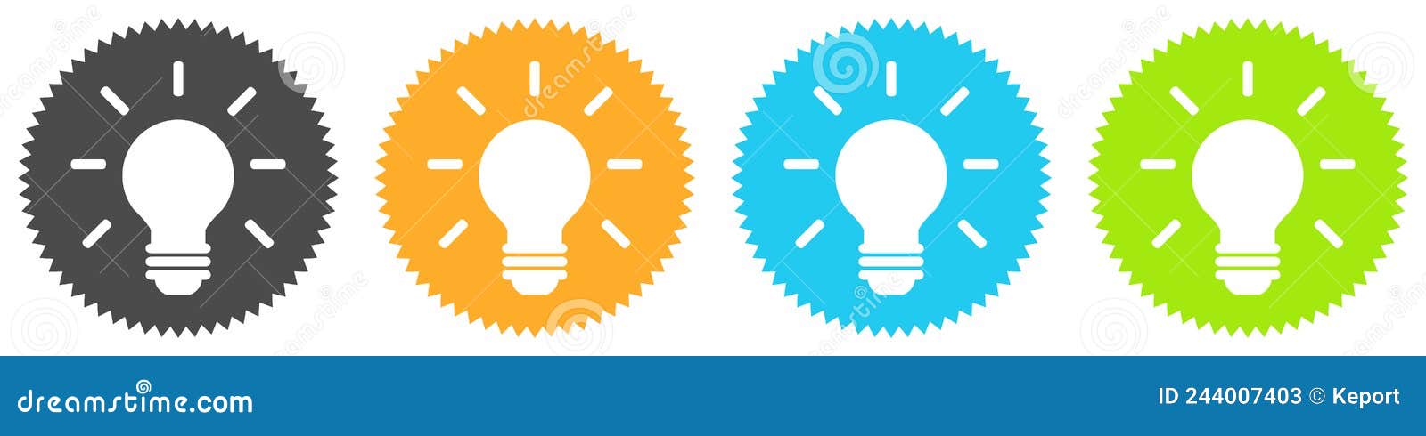 Buttons Black, Orange, Blue, Green: Solution or Light Bulb Stock ...