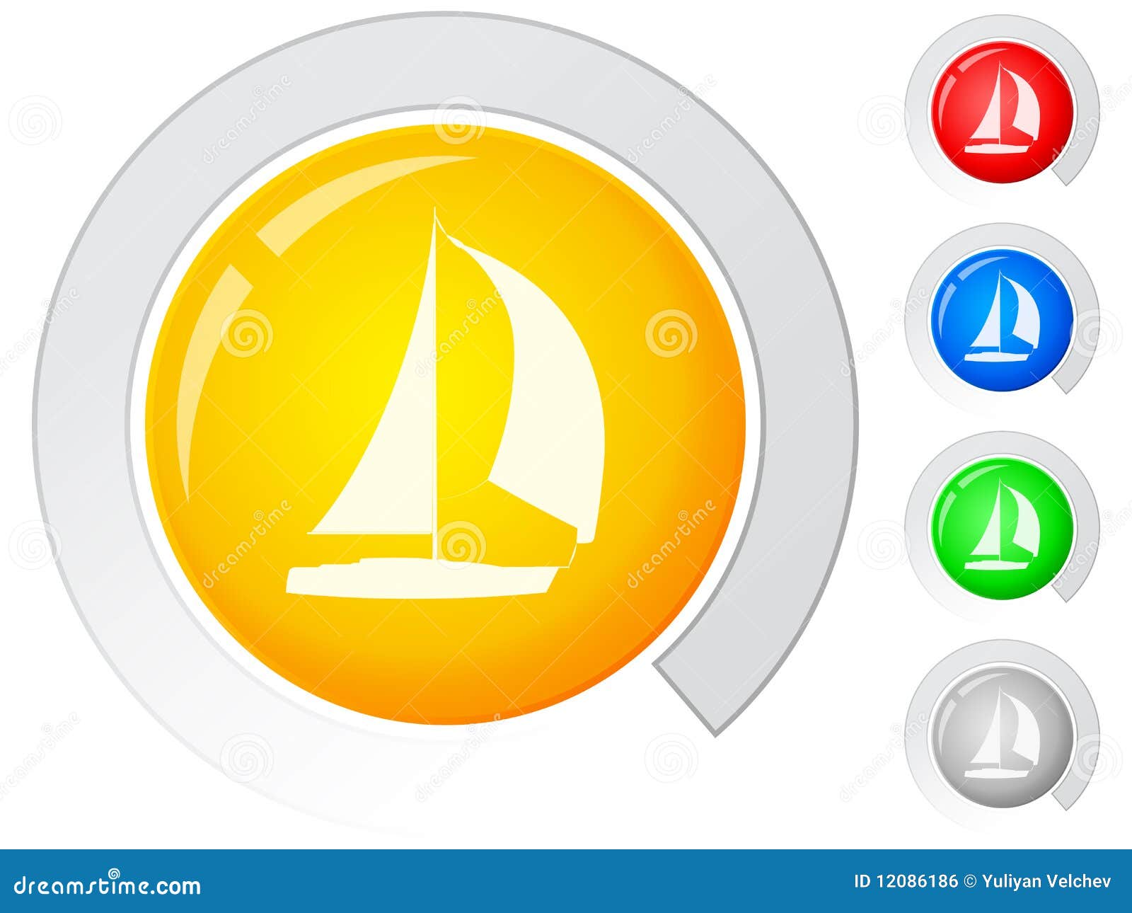 Buttons boat stock vector. Illustration of grey, blue - 12086186