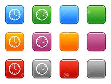 Buttons with clock icon stock vector. Illustration of time - 6625601