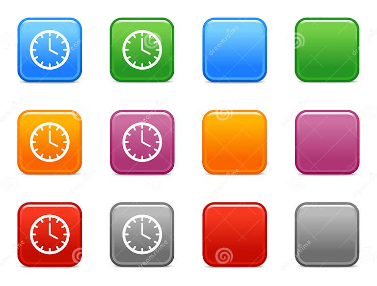 Buttons with clock icon stock vector. Illustration of time - 6625601