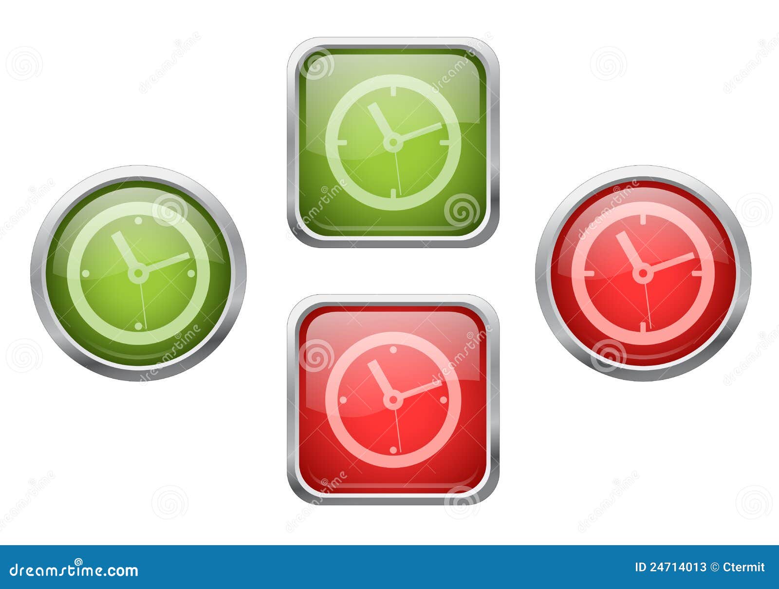 Buttons with Clock Sign Icons Stock Vector - Illustration of cute ...