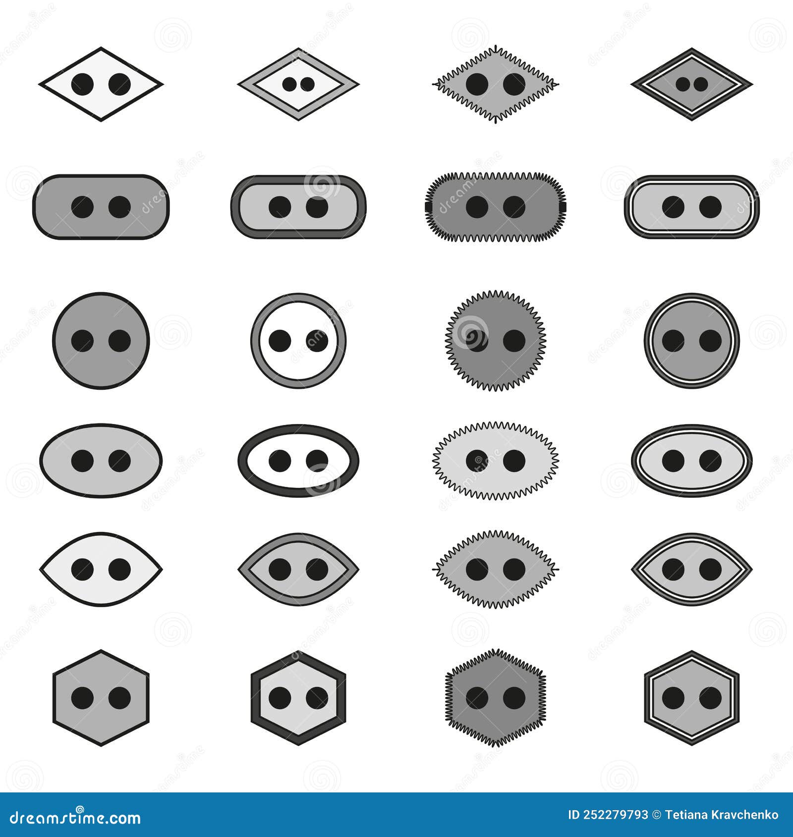 Buttons Clothes Different. Different Apparel Collection. Vector ...