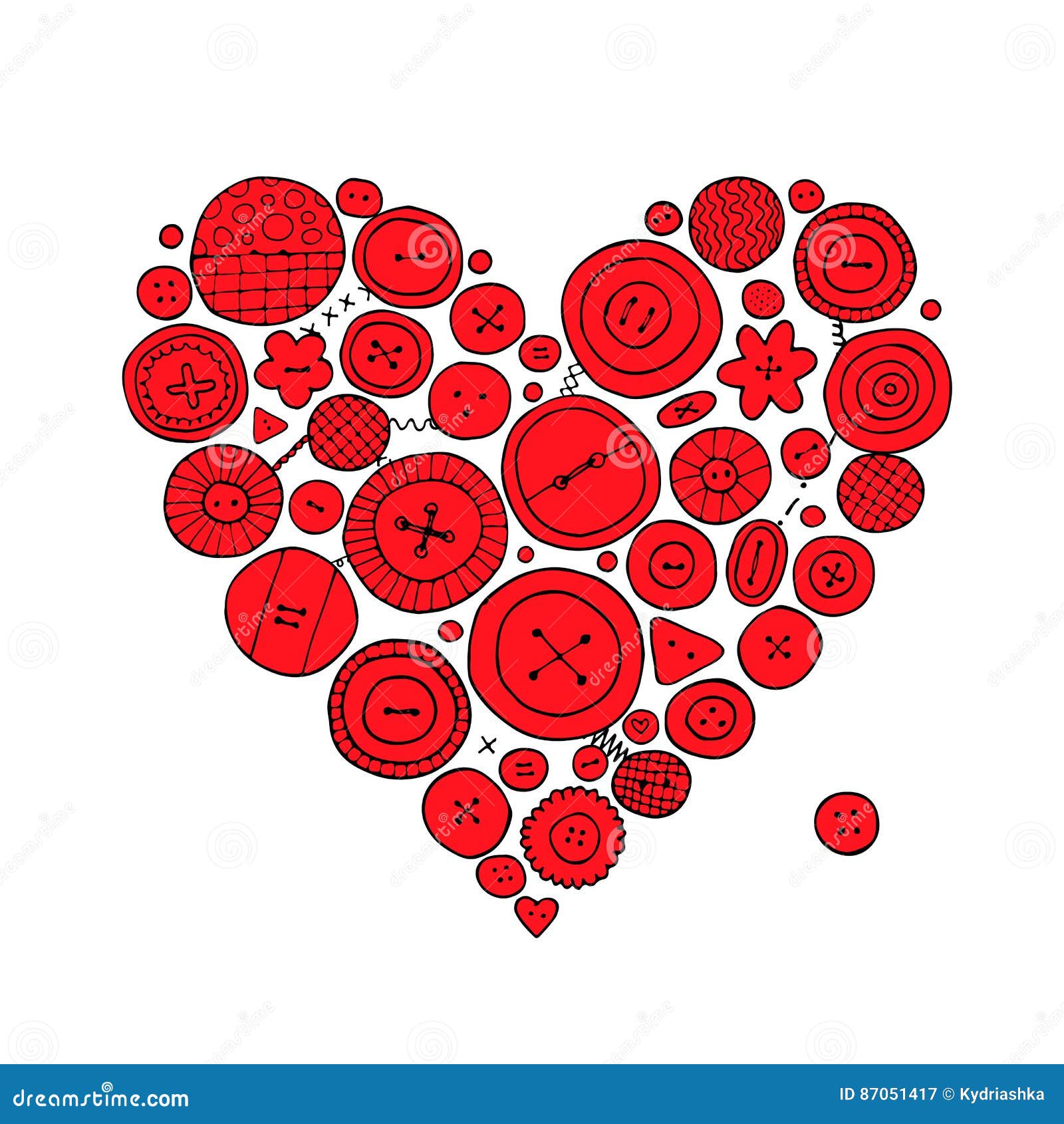 Buttons Collection, Heart Shape. Sketch for Your Design Stock Vector ...