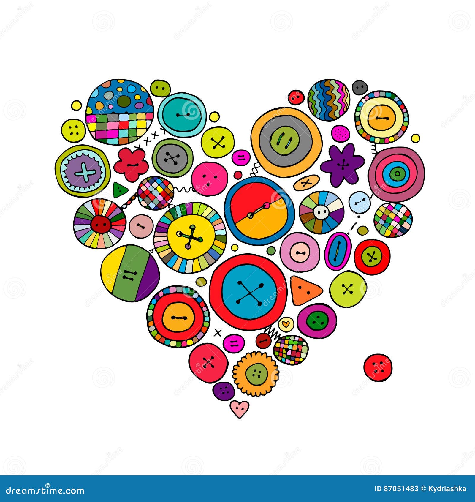 Buttons Collection, Heart Shape. Sketch for Your Design Stock Vector ...