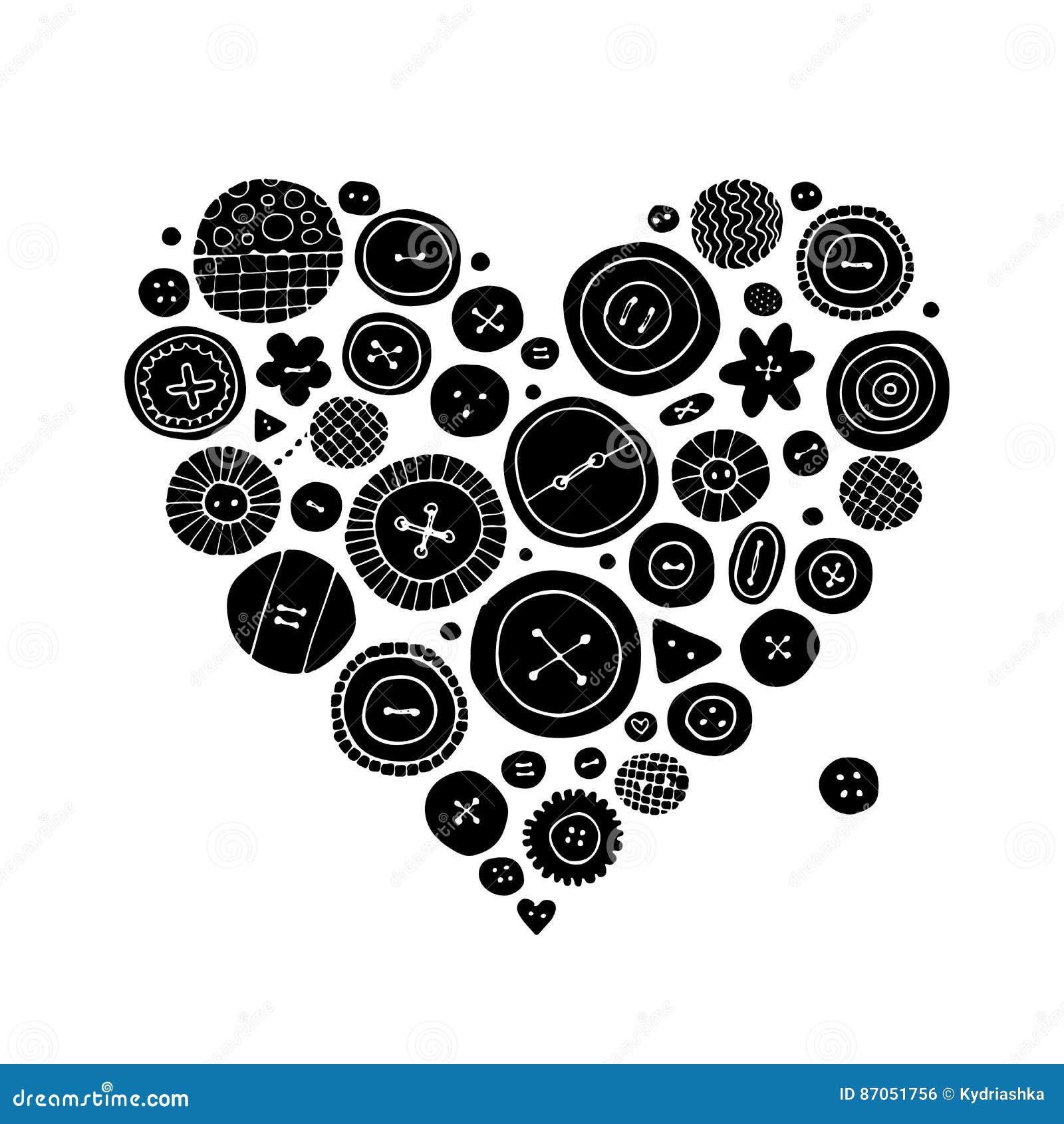 Buttons Collection, Heart Shape. Sketch for Your Design Stock Vector ...