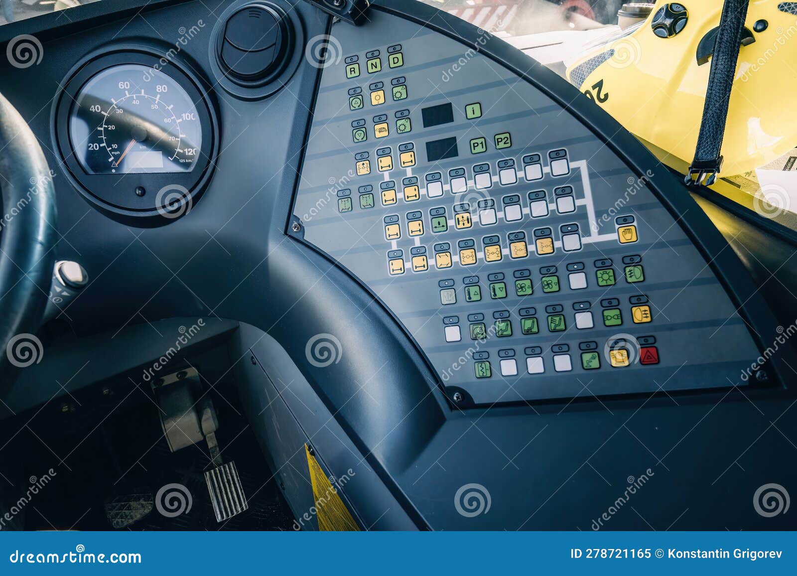 Buttons on the Control Panel Inside Fire Truck Cab Stock Image - Image ...