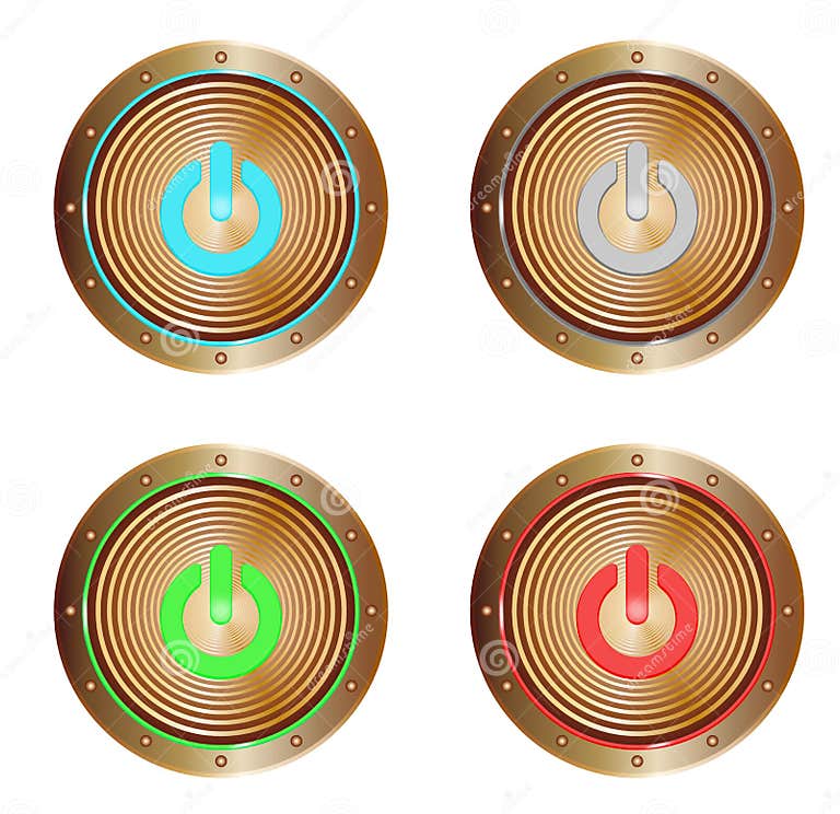 On buttons copper stock illustration. Illustration of glow - 79249809