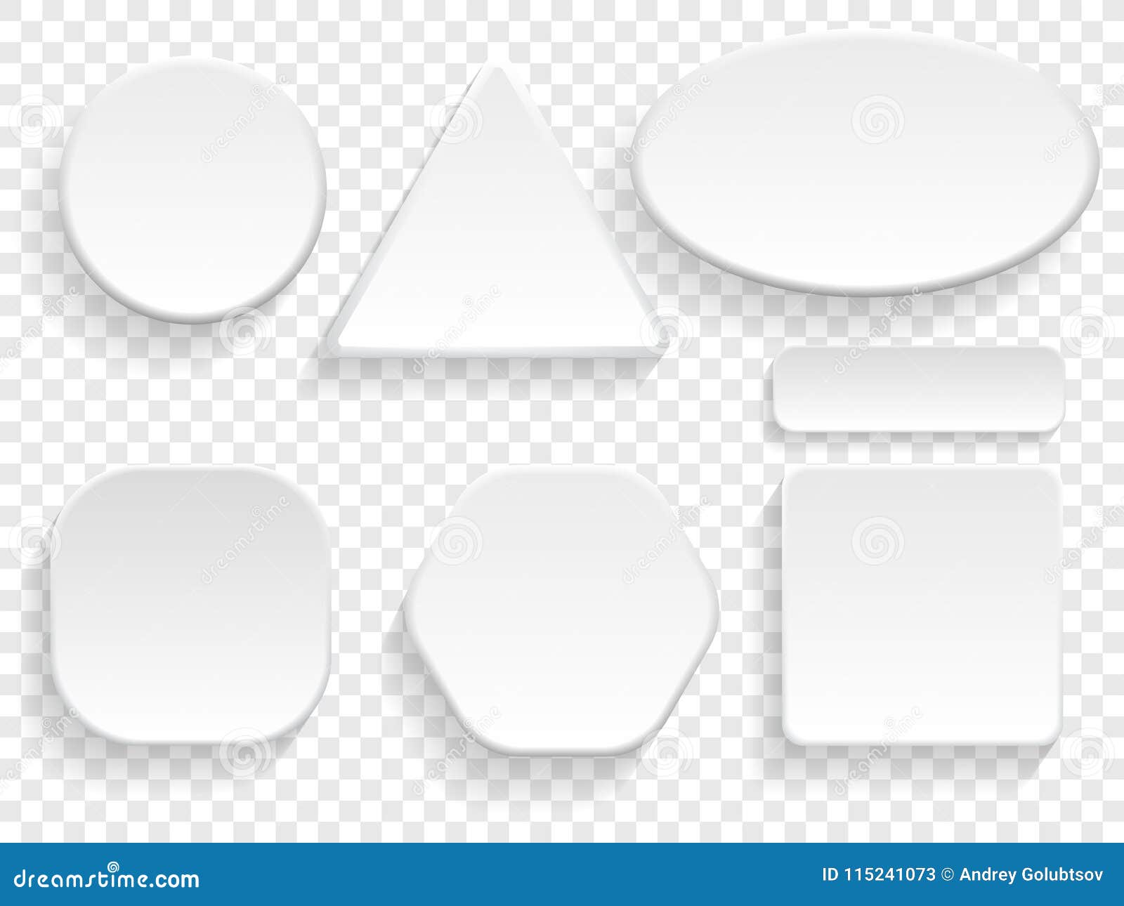 Buttons 3D White Isolated Set Of Round, Square Triangular Or ...