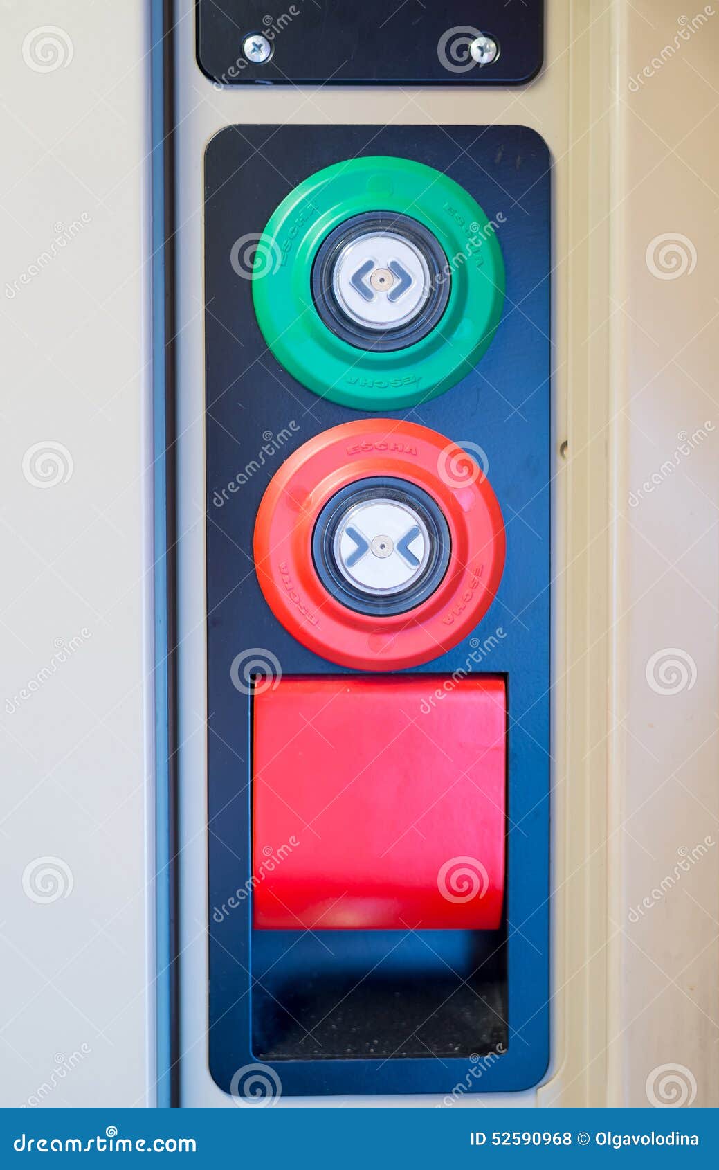 Buttons for Different Purposes on the Door Modern Train Stock Photo ...