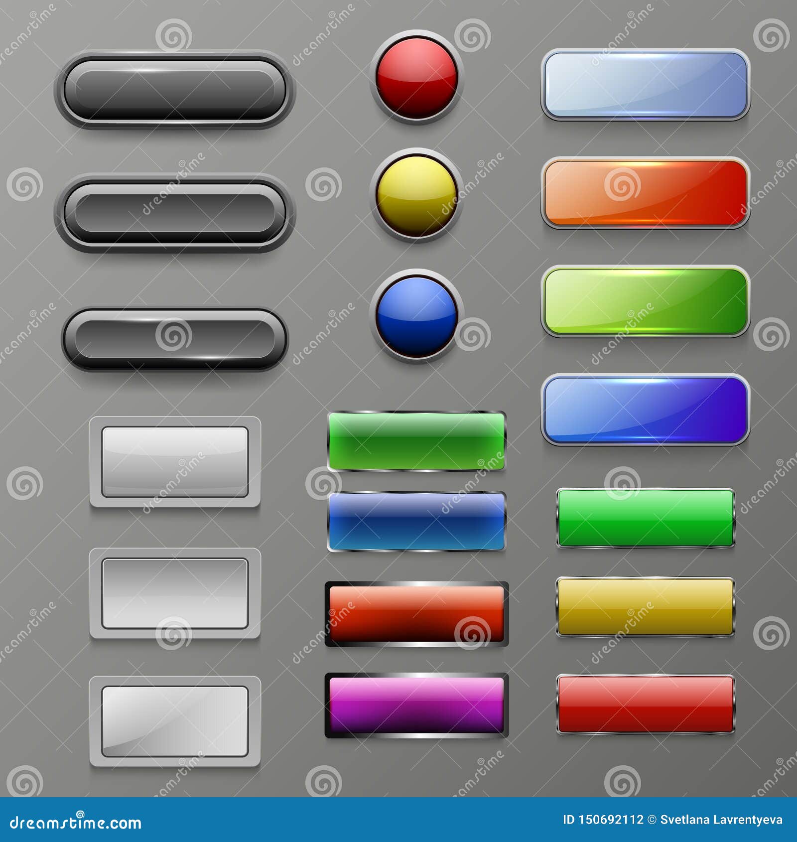 Buttons of Different Shapes and Colors, Set Stock Vector - Illustration ...