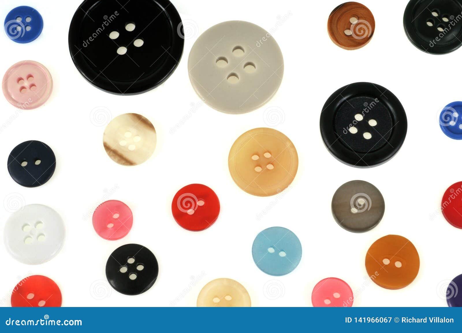 Buttons of Different Sizes and Colors on a White Background Stock Image ...