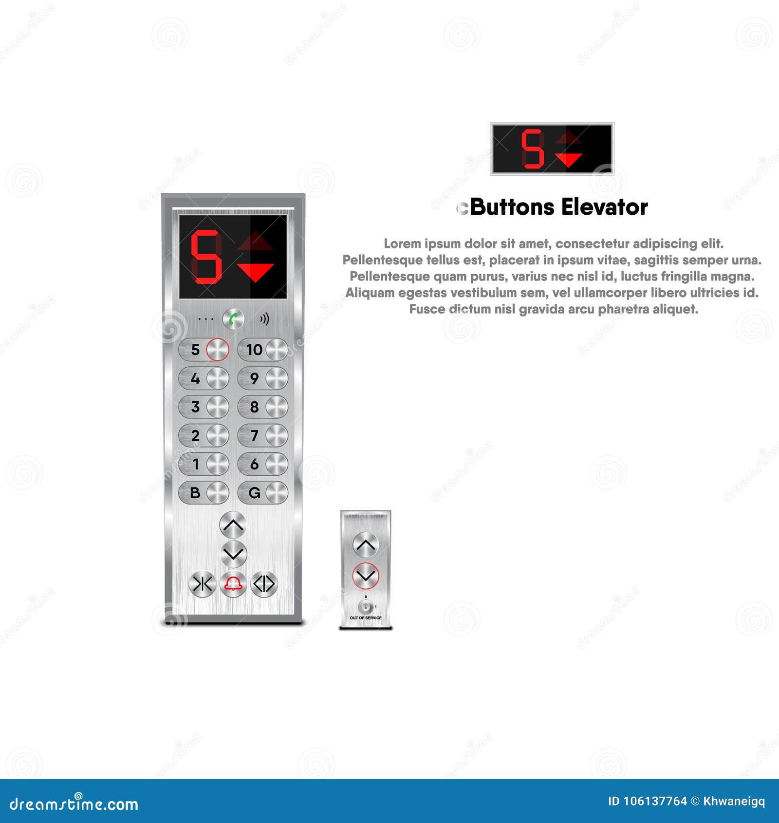 Buttons and Display Modern Design for Elevator, Lift, Vector, Il Stock ...