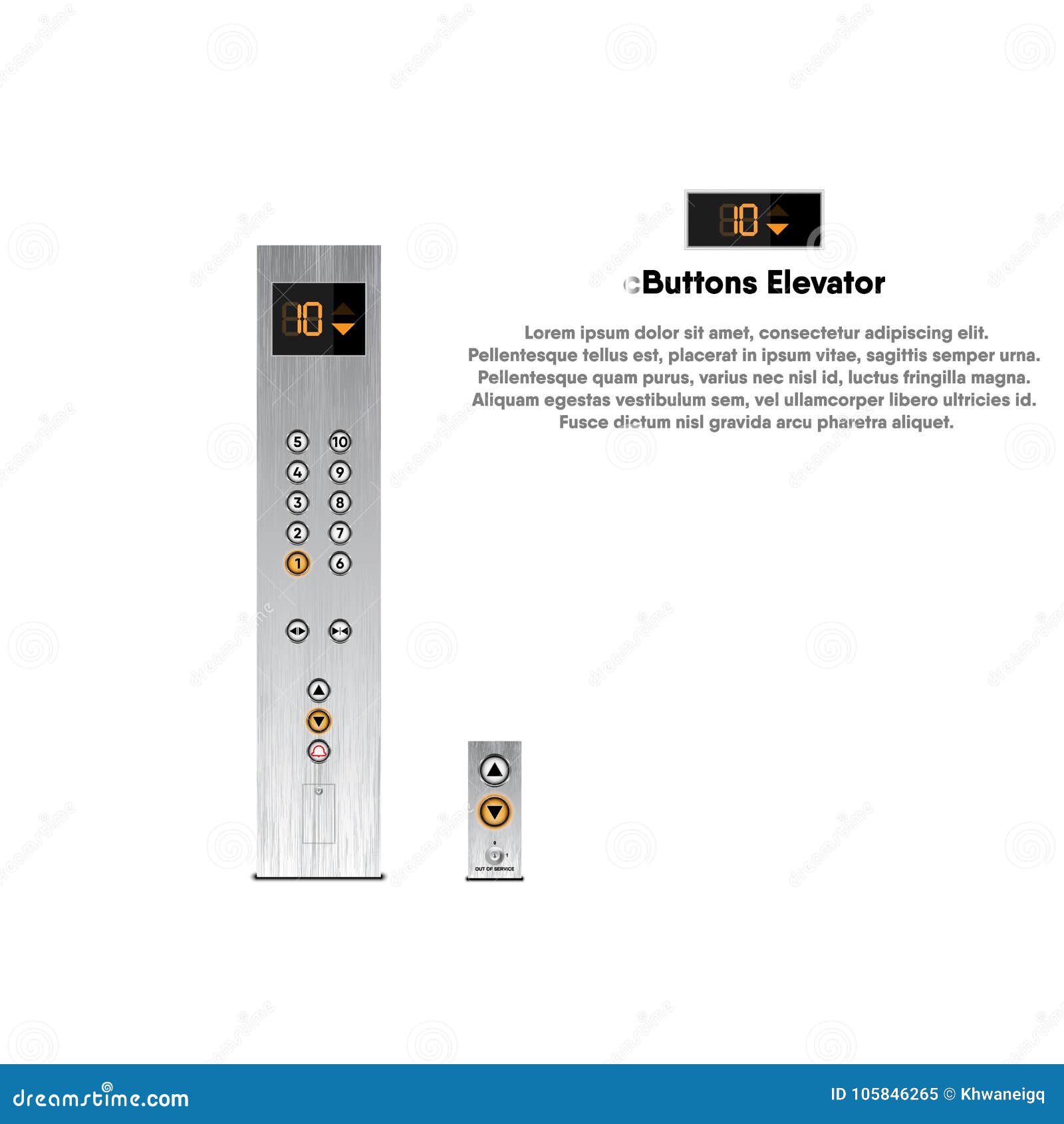 Buttons and Display Modern Design for Elevator, Lift, Vector, Il Stock ...