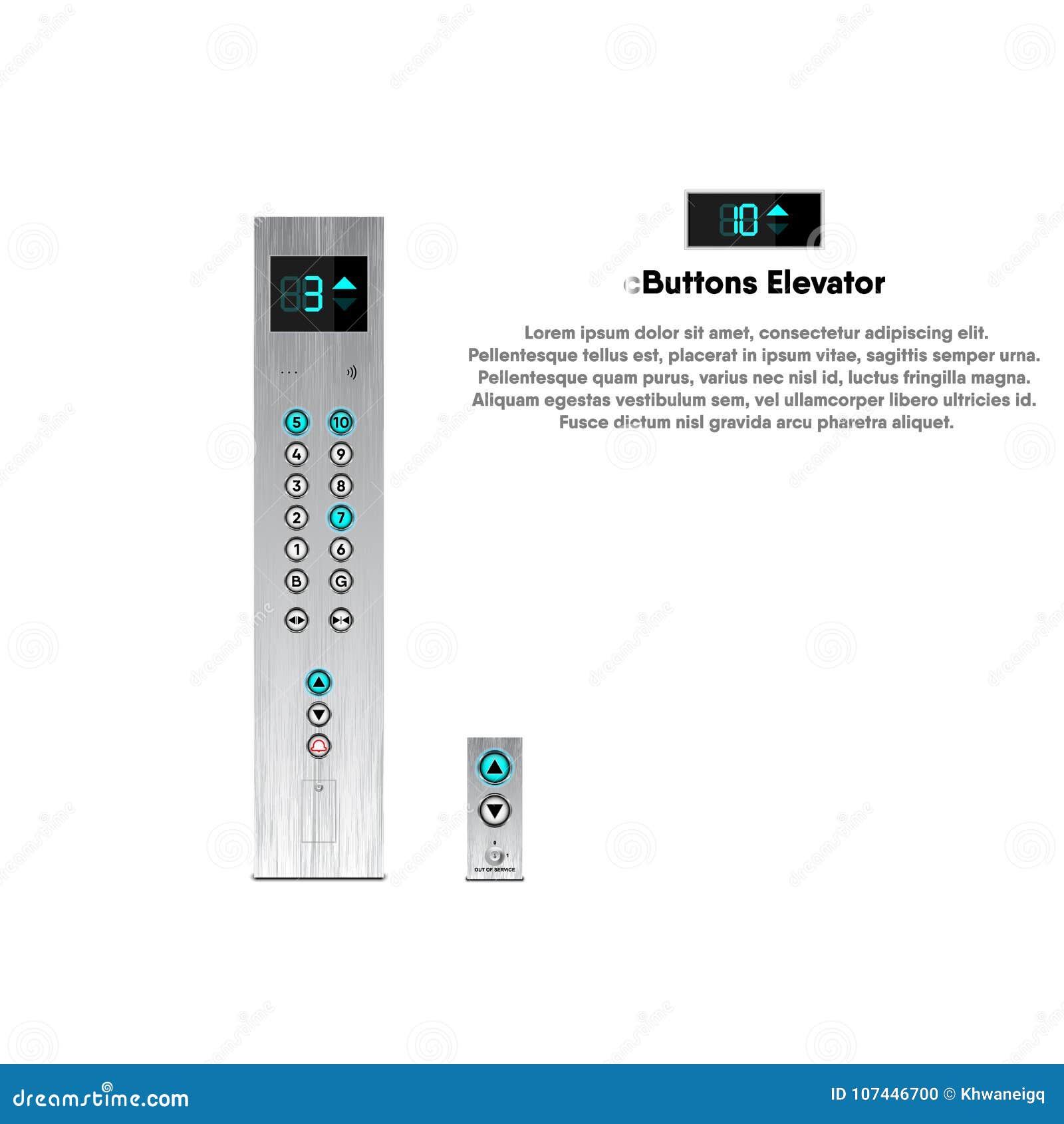 Buttons and Display Modern Design for Elevator, Lift, Vector, Il Stock ...