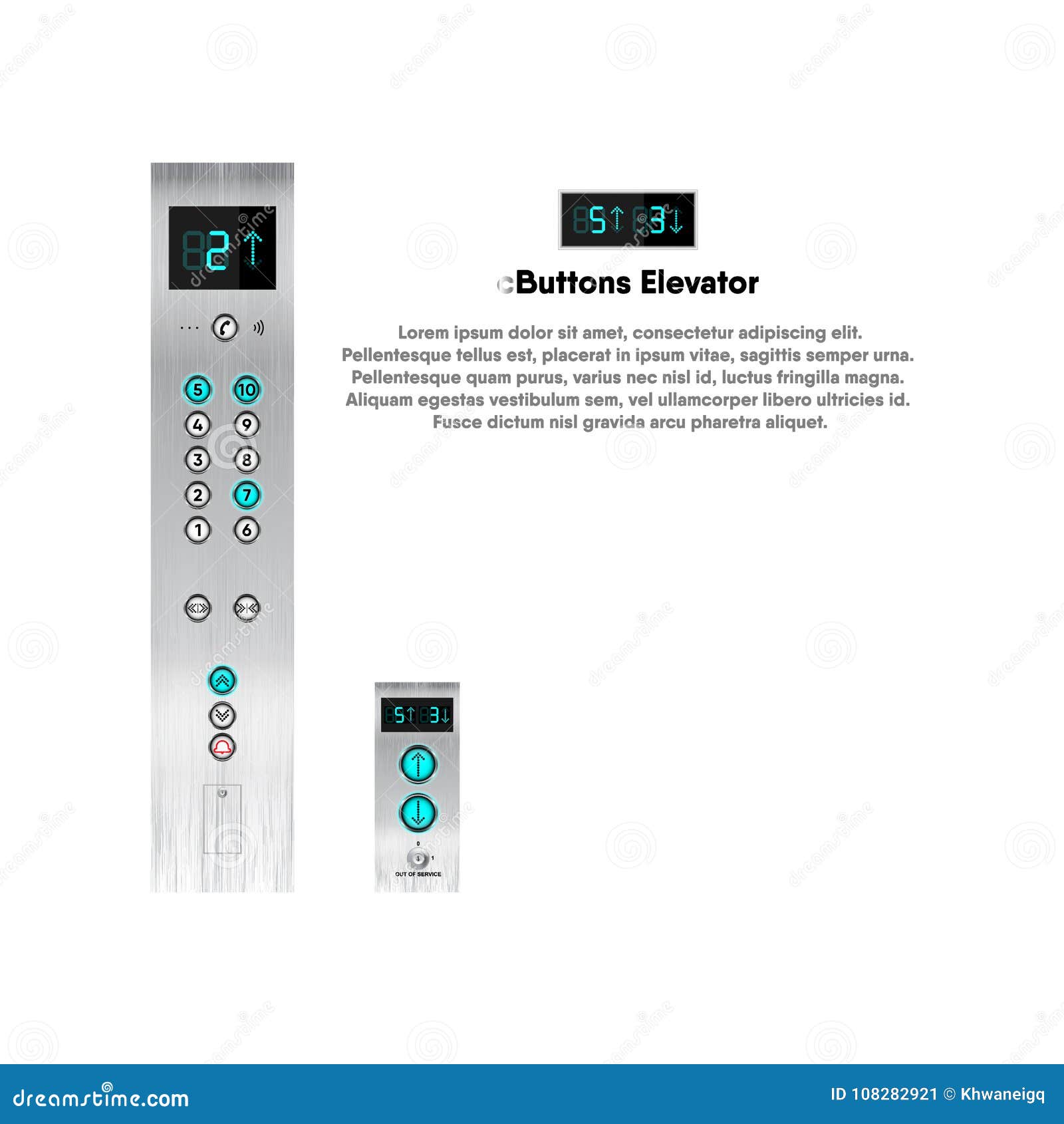 Buttons and Display Modern Design for Elevator, Lift, Vector, Il Stock ...