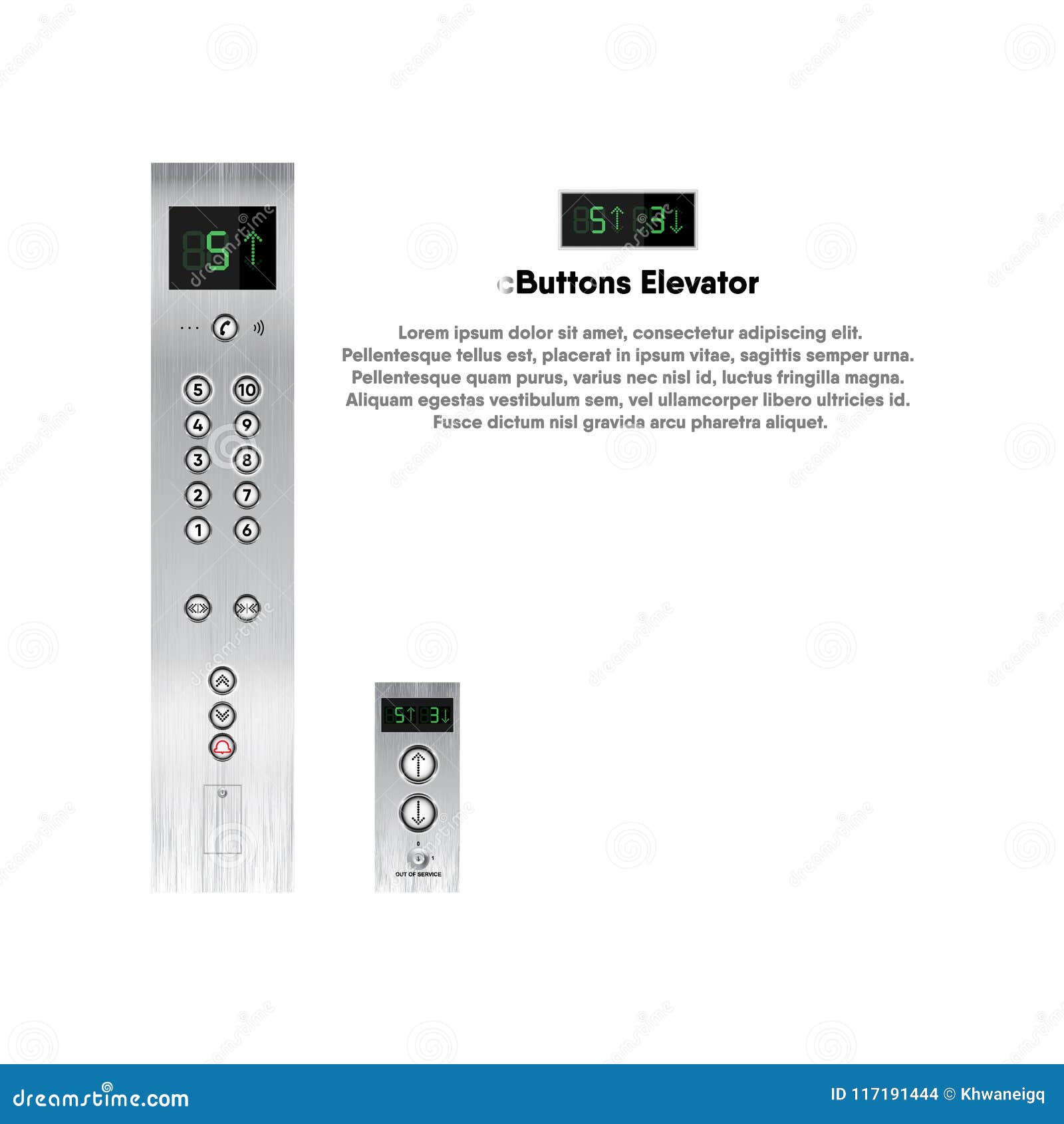 Buttons and Display Modern Design for Elevator, Lift, Vector, Il Stock ...