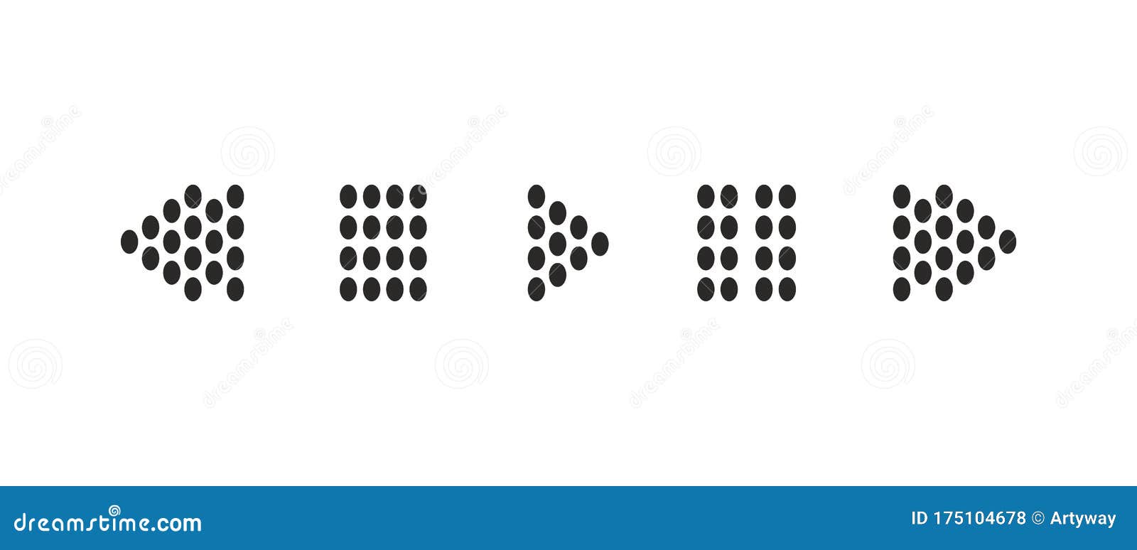 Buttons from Dots for Media Player, Previous, Play, Pause and Next ...