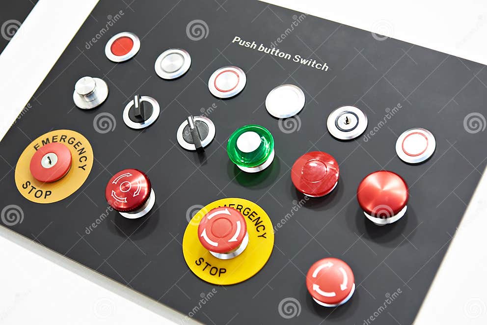 Buttons for Electrical Control Panels Stock Image - Image of start ...
