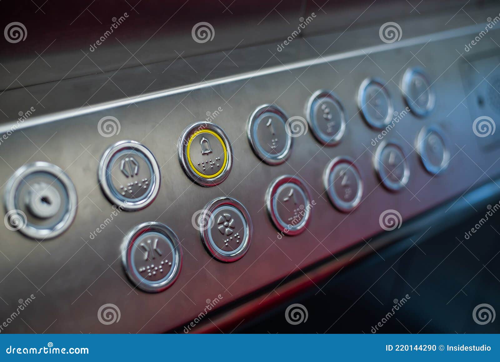 Buttons in the Elevator with Braille Code for Blind People Stock Photo ...