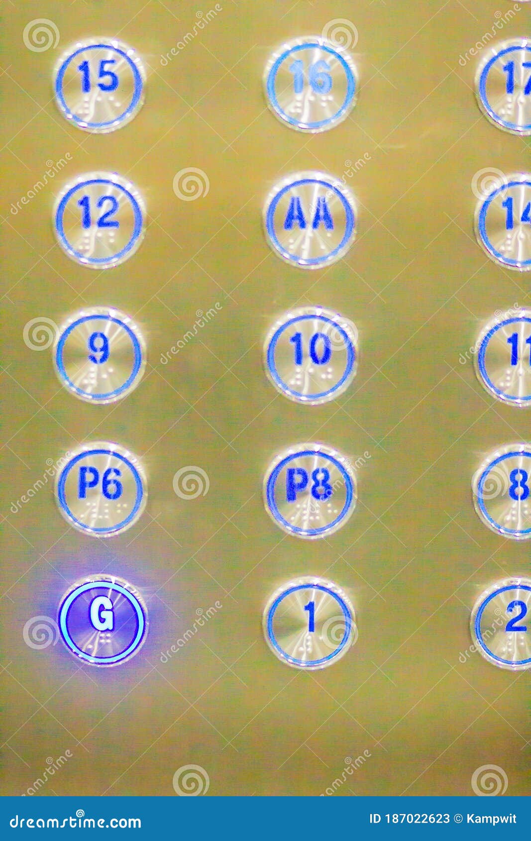 Buttons of Elevator Control Panel. Number Button in Elevator Support ...
