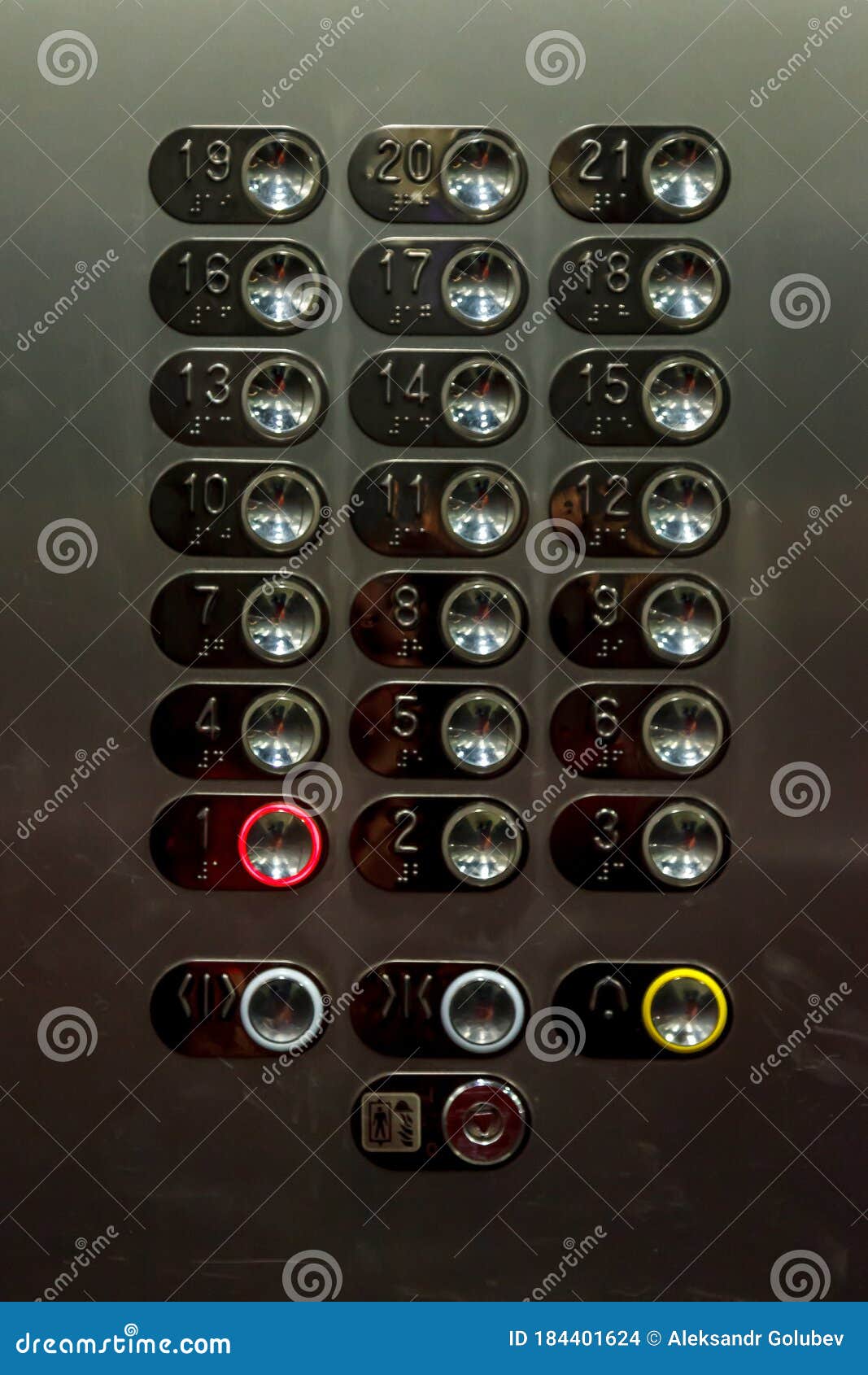 Buttons for Elevator Multi-storey Building. Buttons with Number One ...