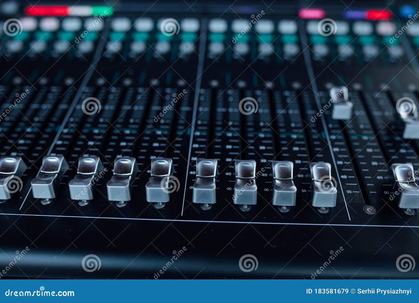 Buttons Equipment in Audio Recording Studio of the Green Colour Stock ...