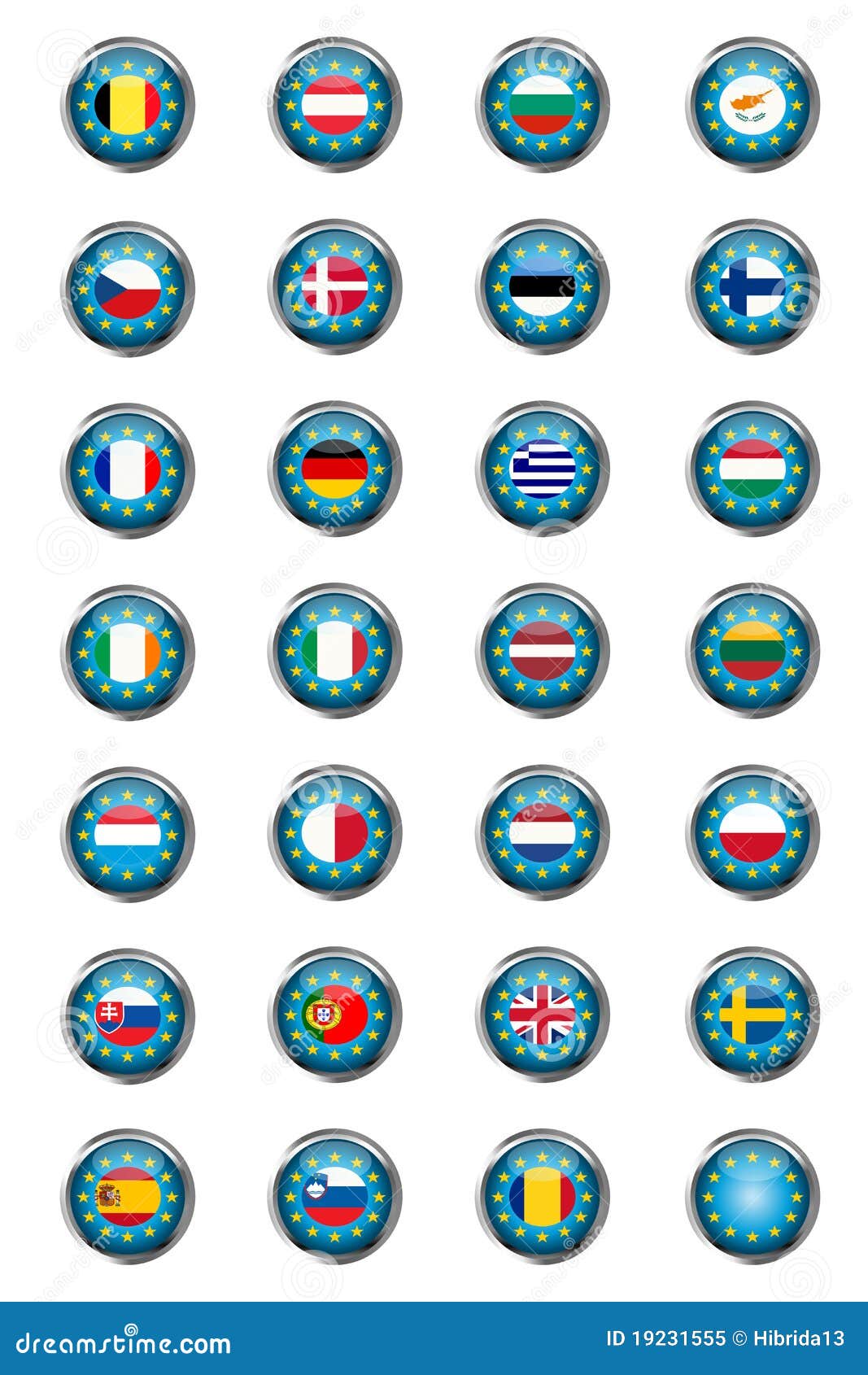 Buttons with European Union Flags Stock Illustration - Illustration of ...