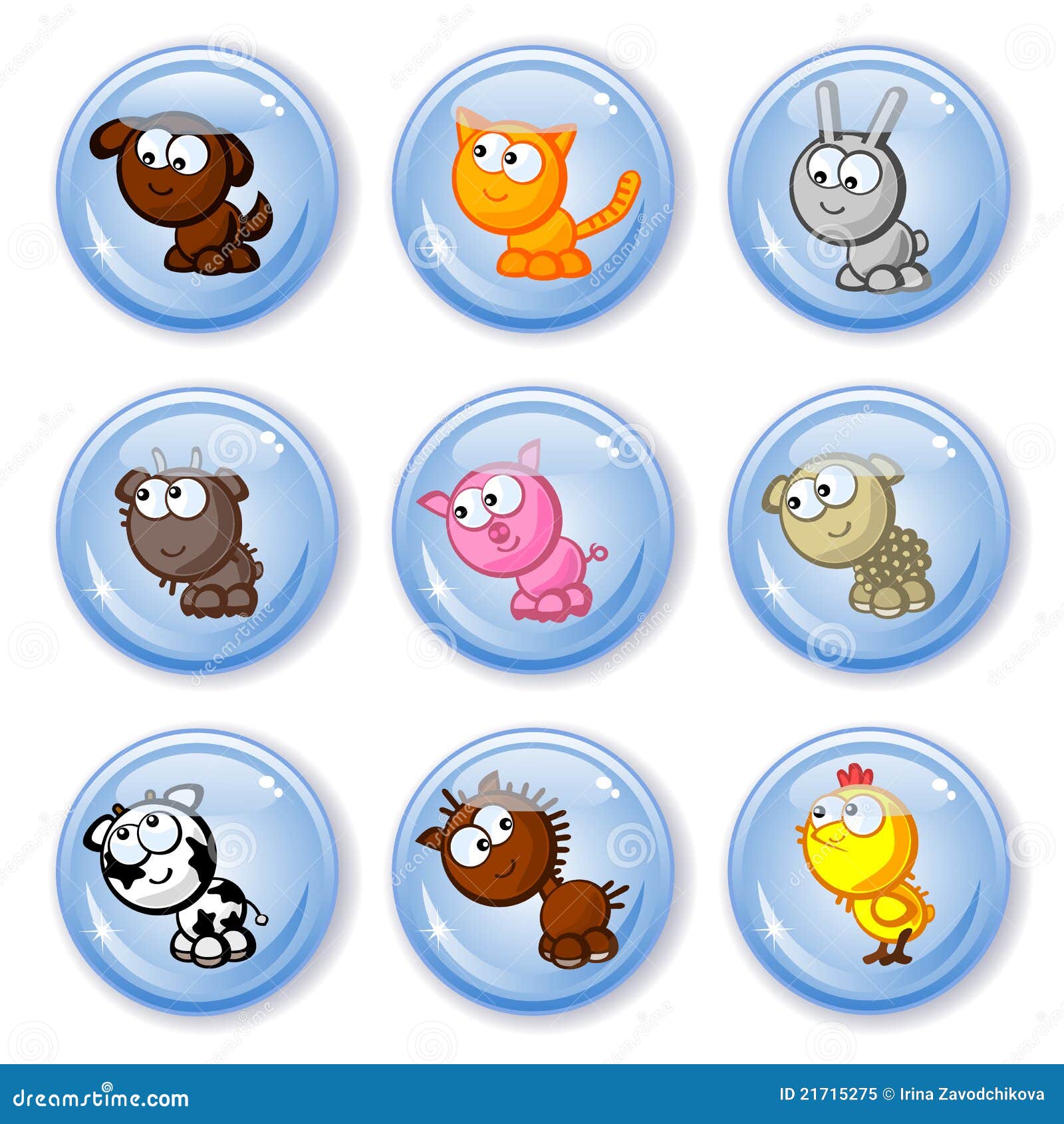 Buttons farm pets stock vector. Illustration of horn - 21715275