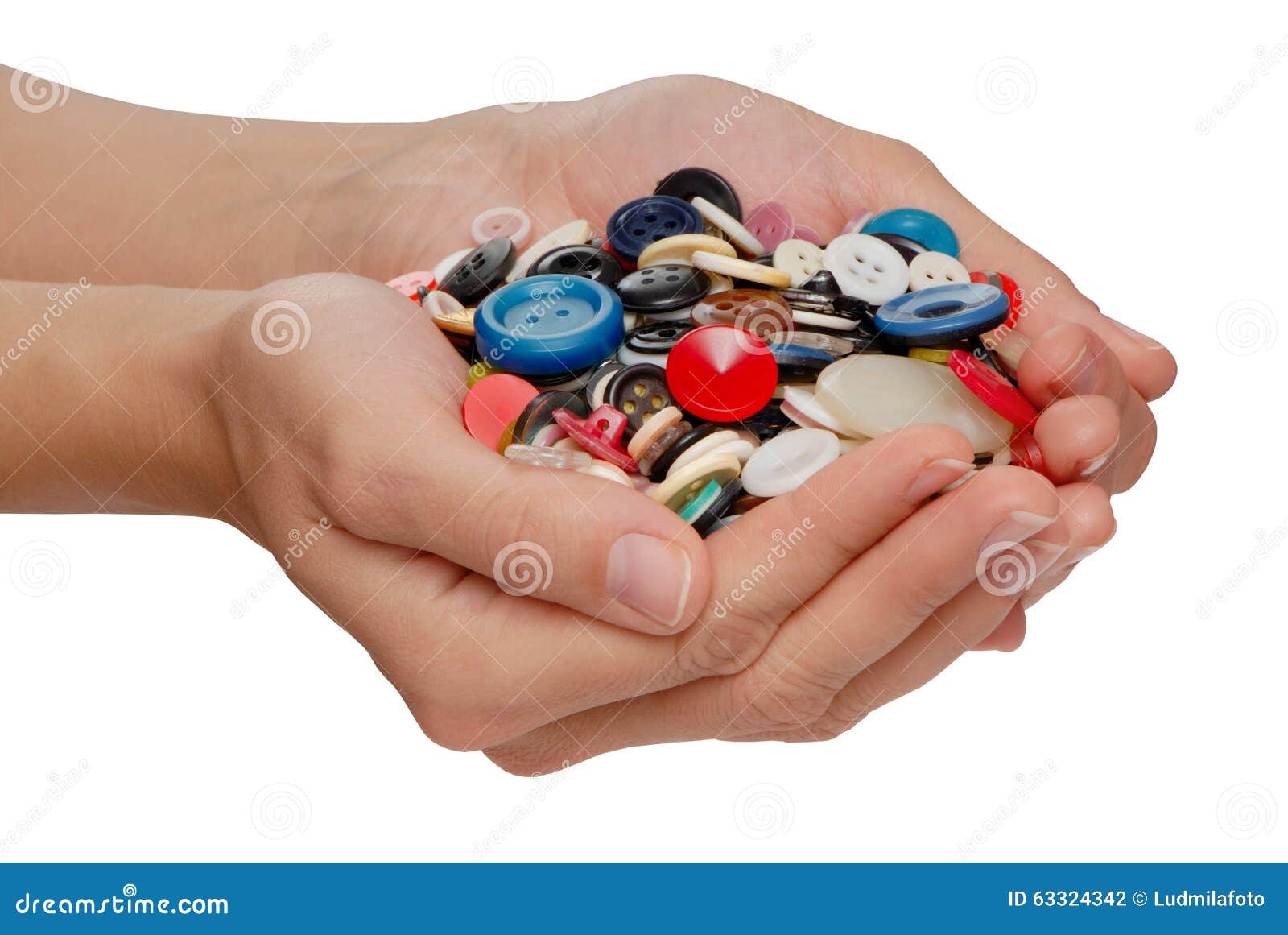Buttons in female hands stock photo. Image of abundance - 63324342