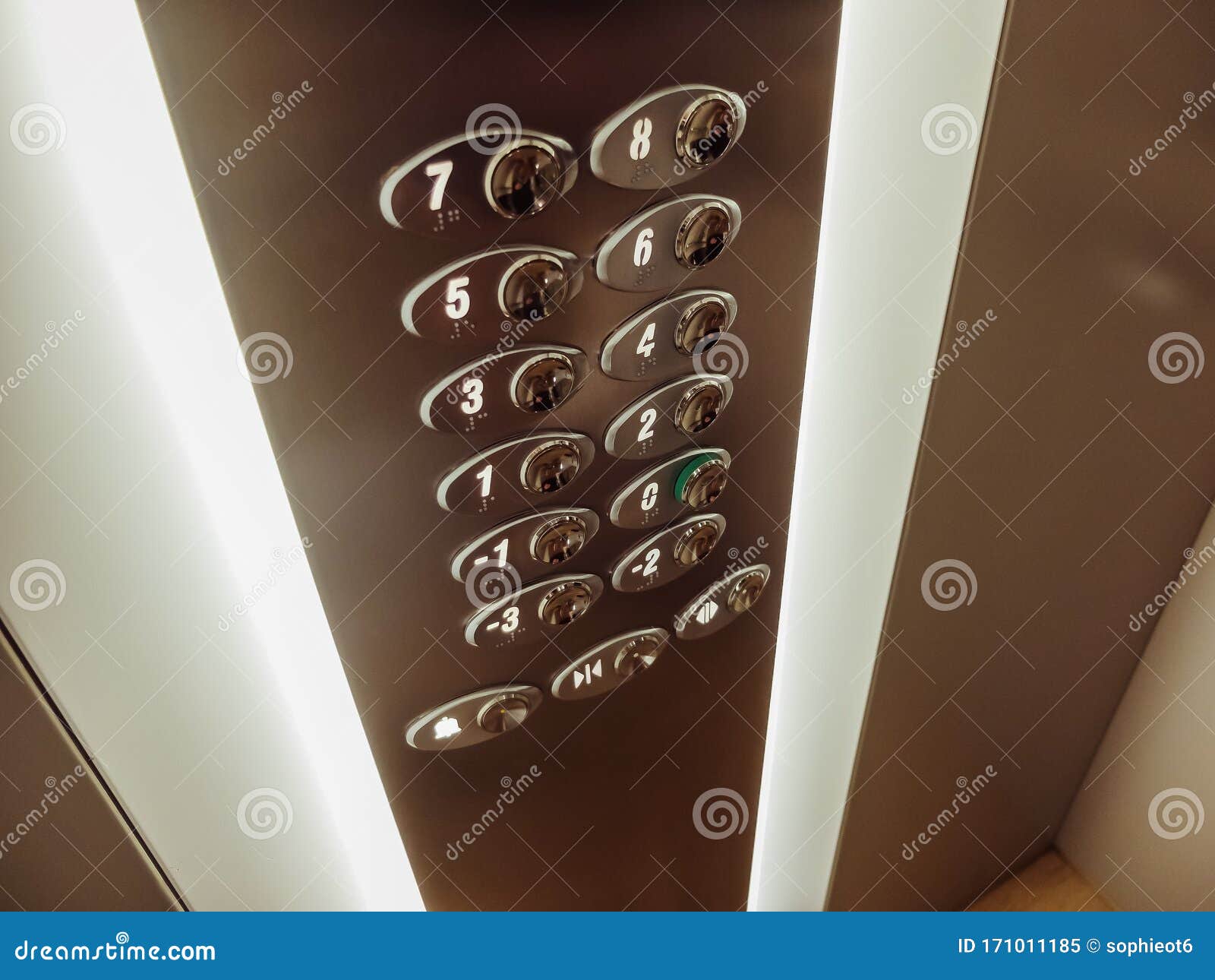Buttons with Floors Numbers in an Elevator / Lift Stock Image - Image ...